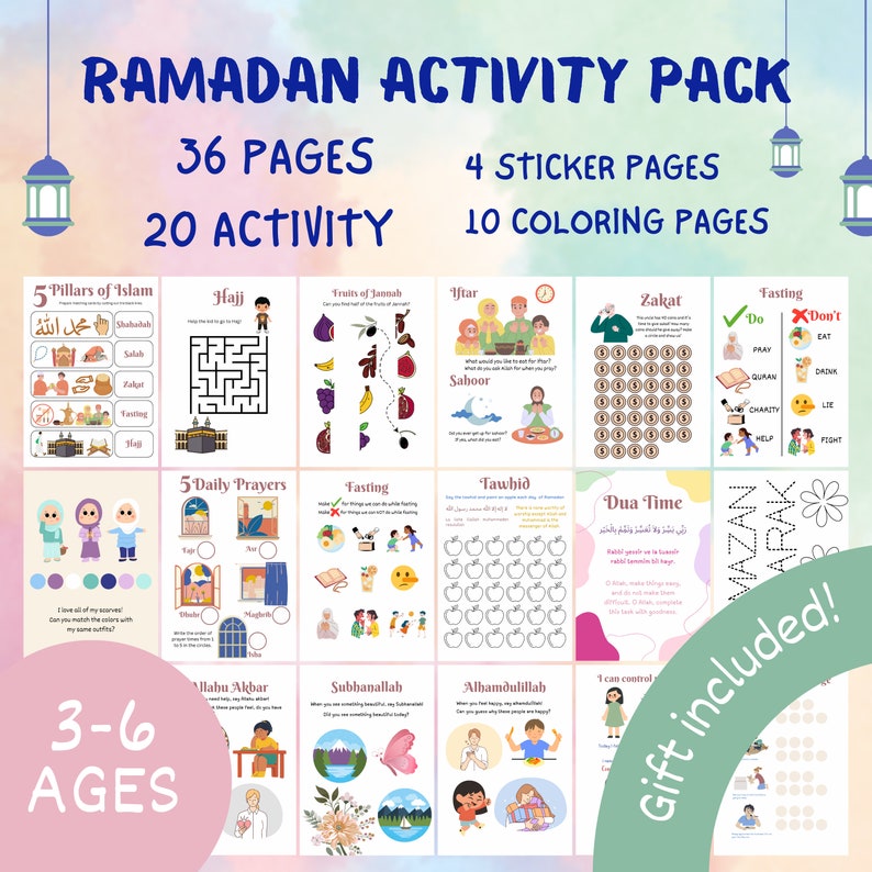 Ramadan Activity Sheets, Kids Islamic Learning, Eid Activity Book ...