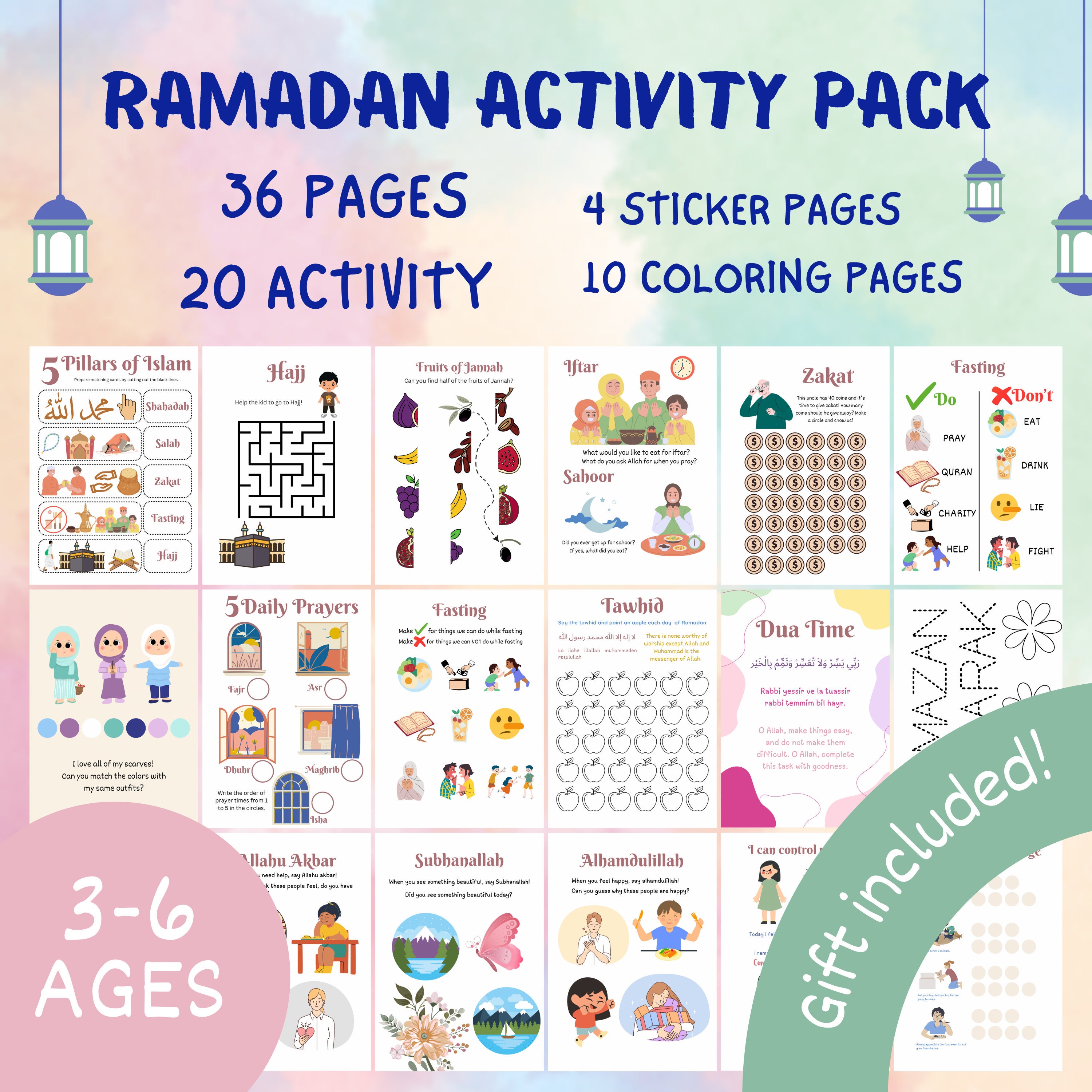Ramadan Activity Sheets, Kids Islamic Learning, Eid Activity Book ...