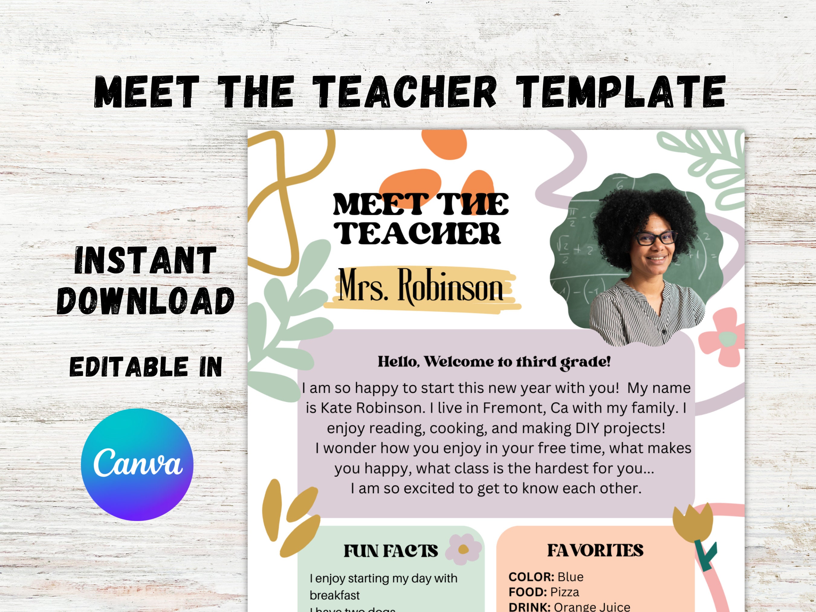 Meet the Teacher Classroom Printable Template, Back to School for ...