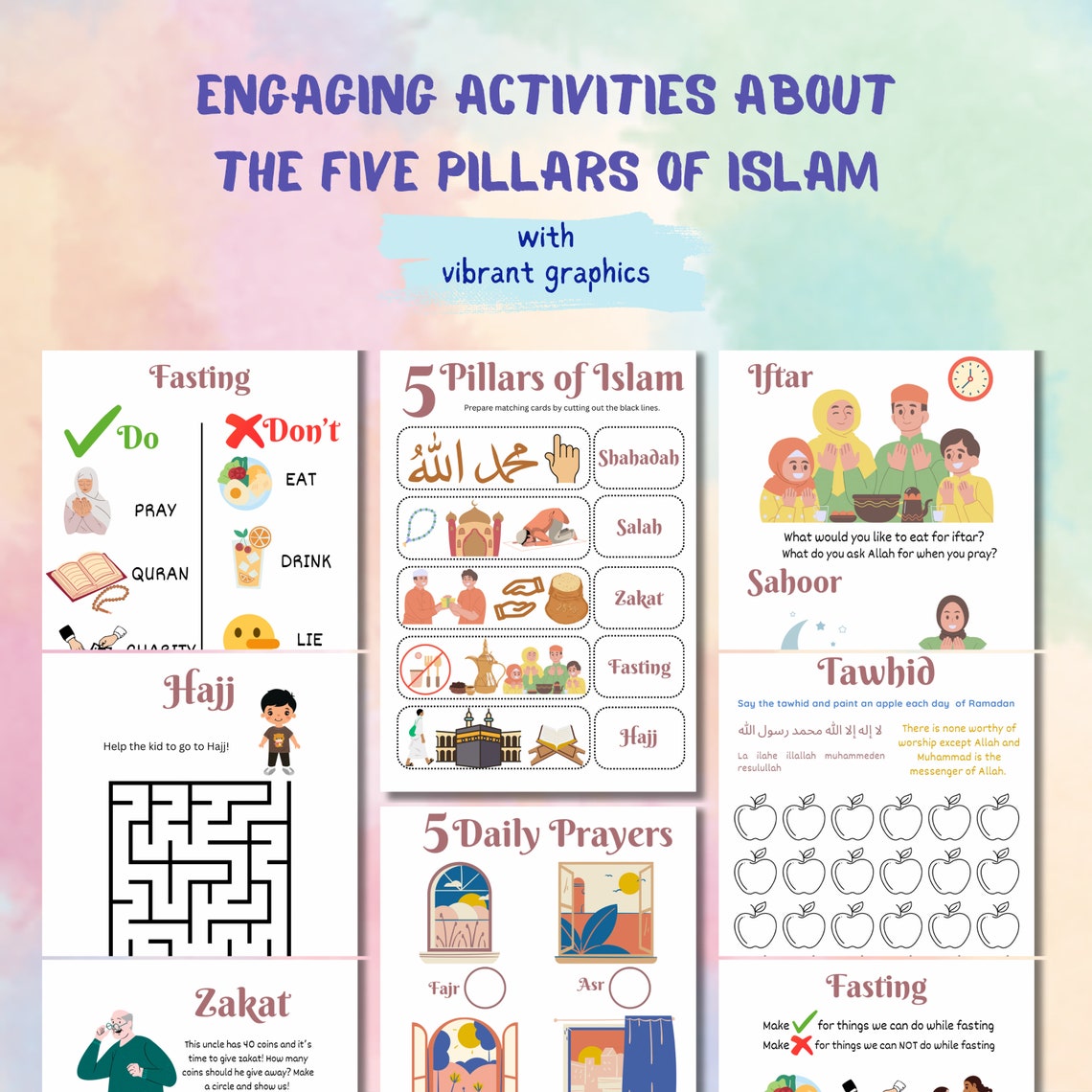 Ramadan Activity Sheets, Kids Islamic Learning, Eid Activity Book ...