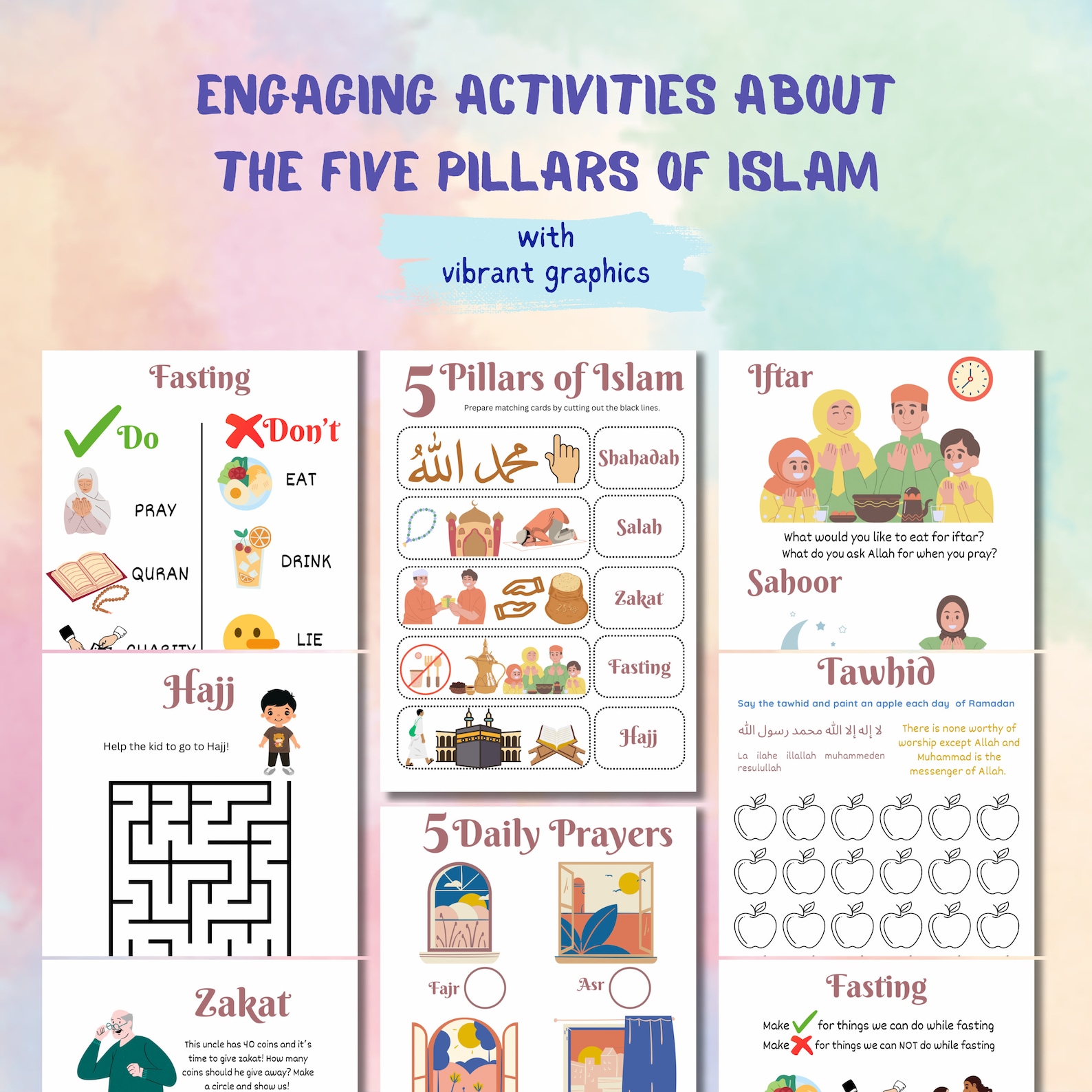 Ramadan Activity Sheets, Kids Islamic Learning, Eid Activity Book ...