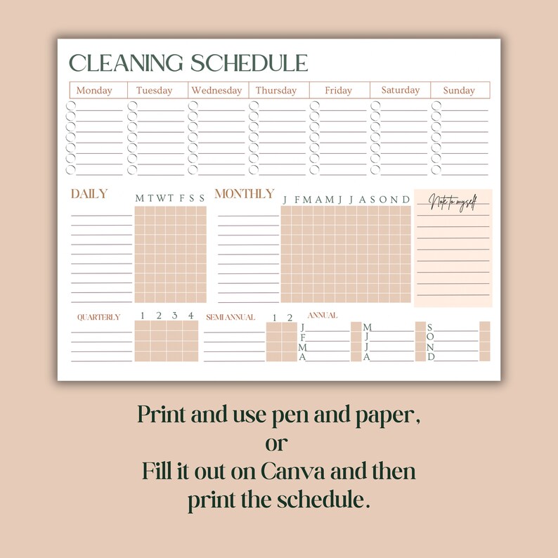 Cleaning Checklist Template, Working Moms Cleaning Schedule Printable ...