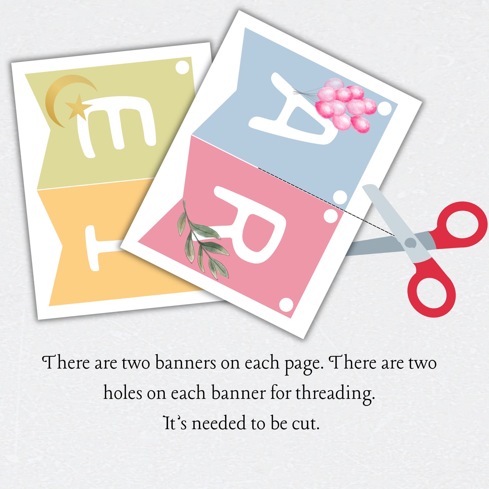 Eid Mubarak Banner, Printable Decor, DIY Project, Kids, Muslim, Islam ...