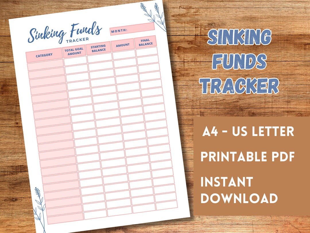 Sinking Fund Budget Tracker Printable, Sinkingfunds, Monthly Budget ...
