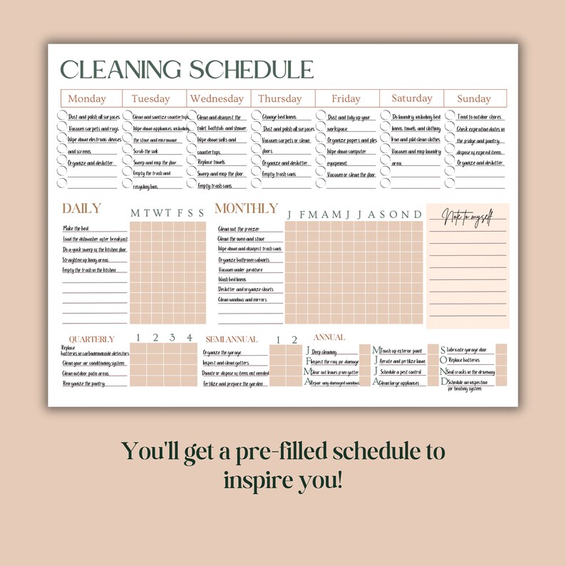 Cleaning Checklist Template, Working Moms Cleaning Schedule Printable ...