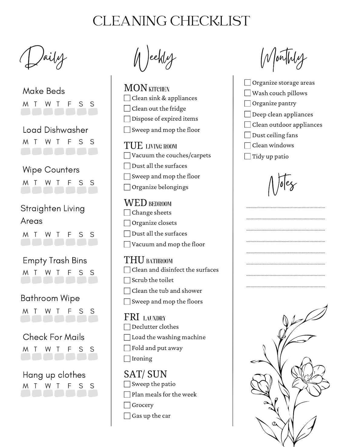 Printable Cleaning Schedule, Working Moms, Cleaning Checklist, House ...