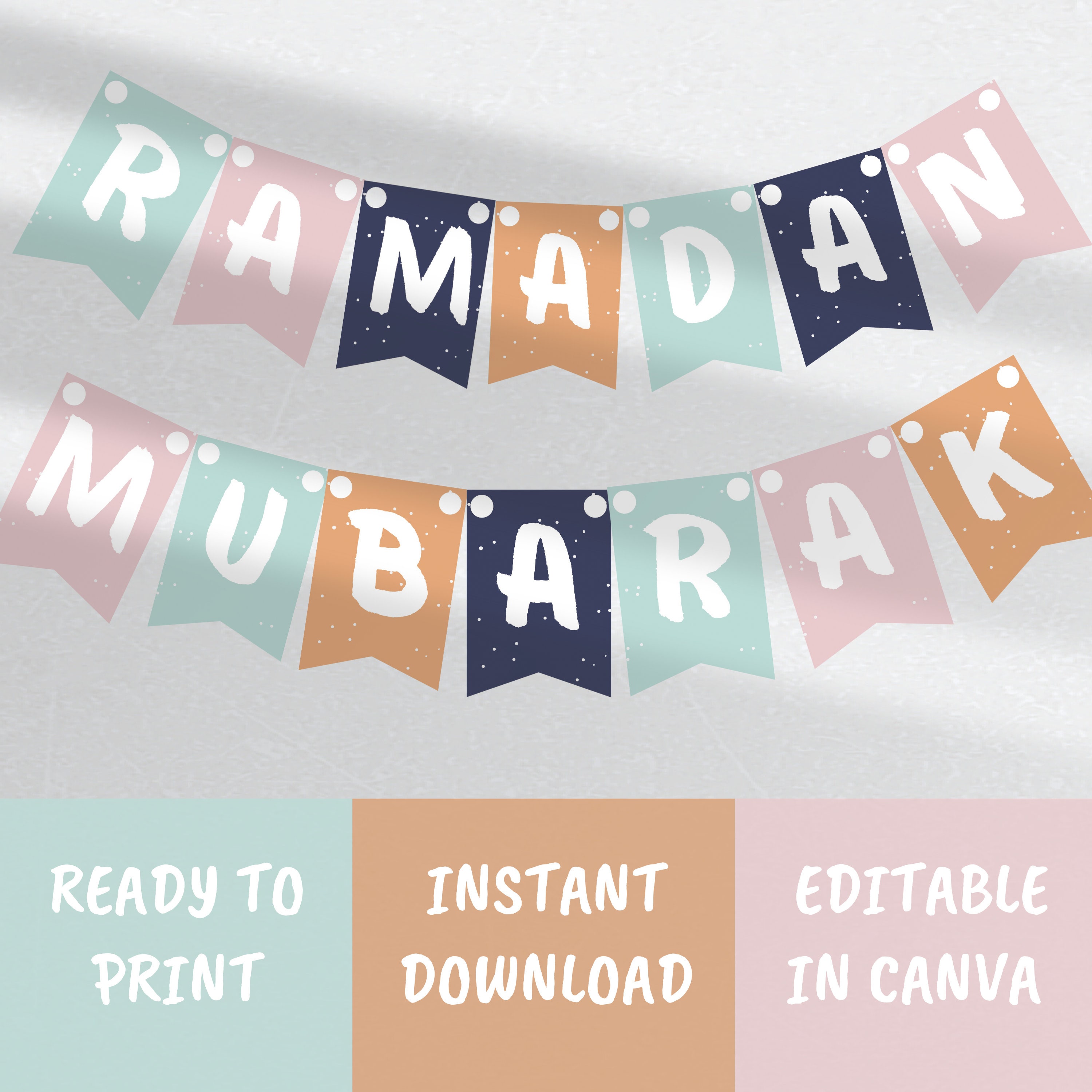 Ramadan Mubarak Banner, Printable Decor, Digital Download, DIY Project ...