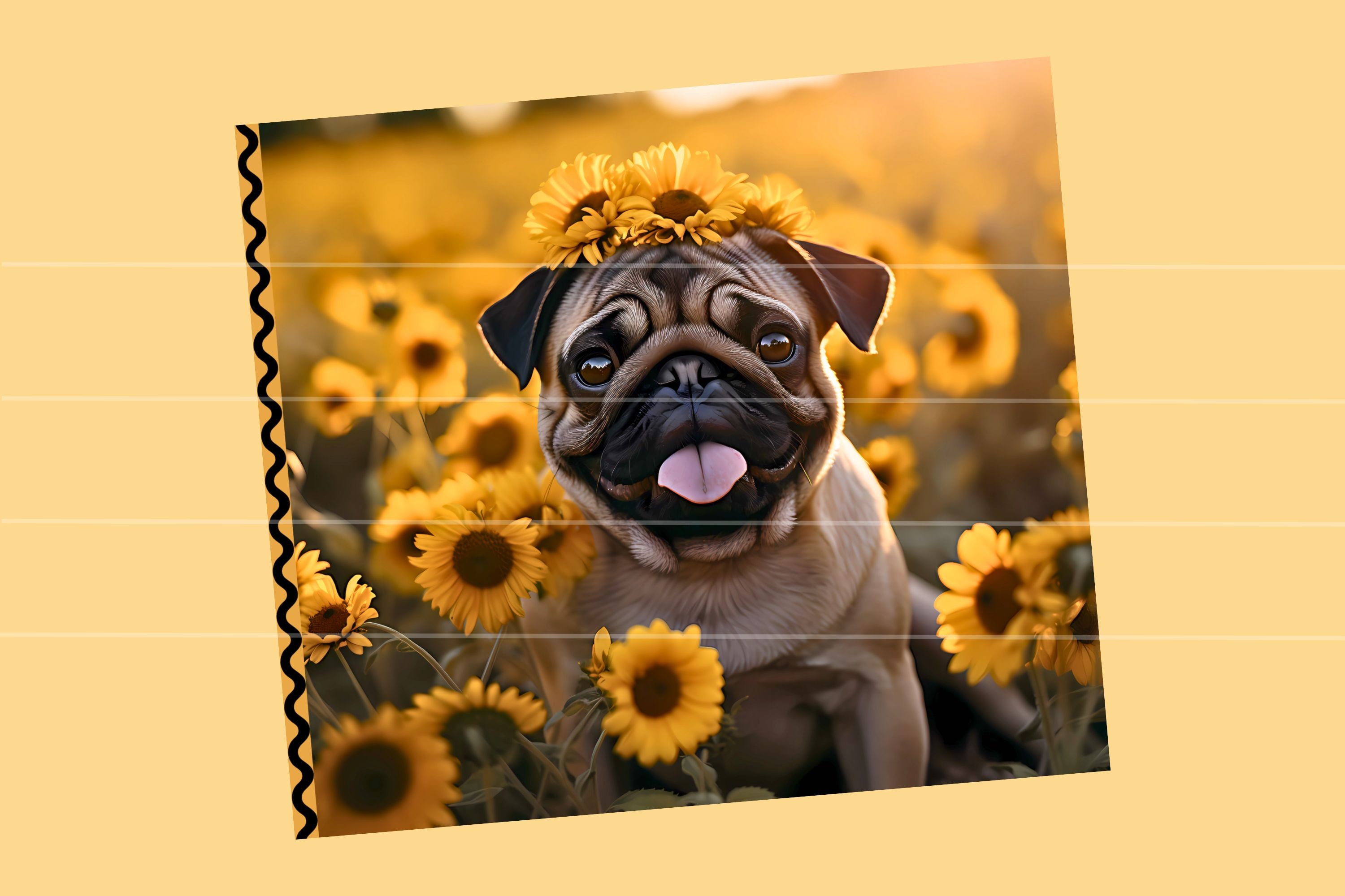 Pug and Sunflowers Tumbler Wrap - - Etsy