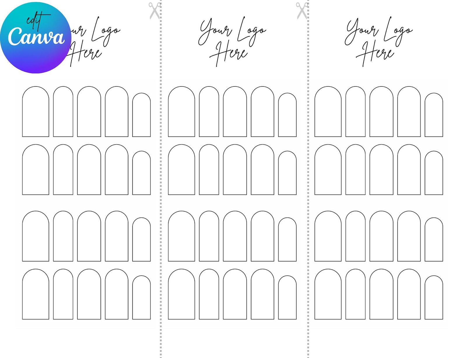 Round Nail Decal Template: Printable Nail Art (instant Download) - Etsy