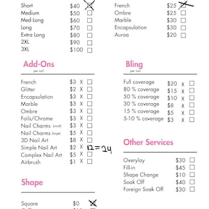 Editable Nail Salon Price Breakdown Sheet: Canva Template (digital ...