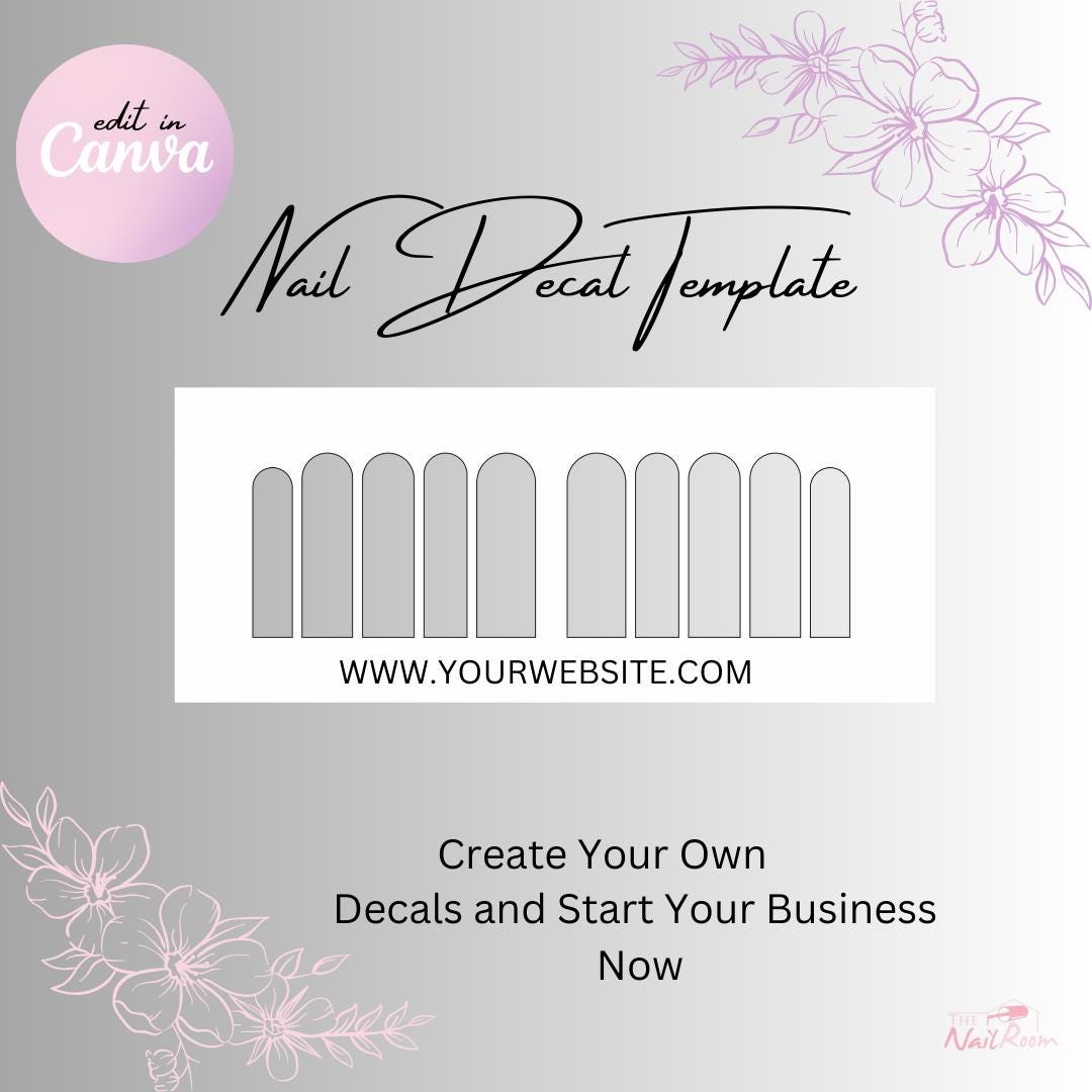 Round Nail Decal Template: Printable Nail Art (instant Download) - Etsy