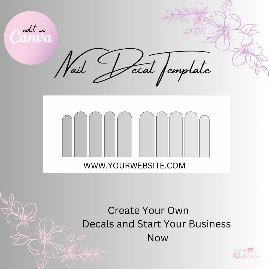 Round Nail Decal Template: Custom Wrap, 3 Sizes (canva, Cricut ...