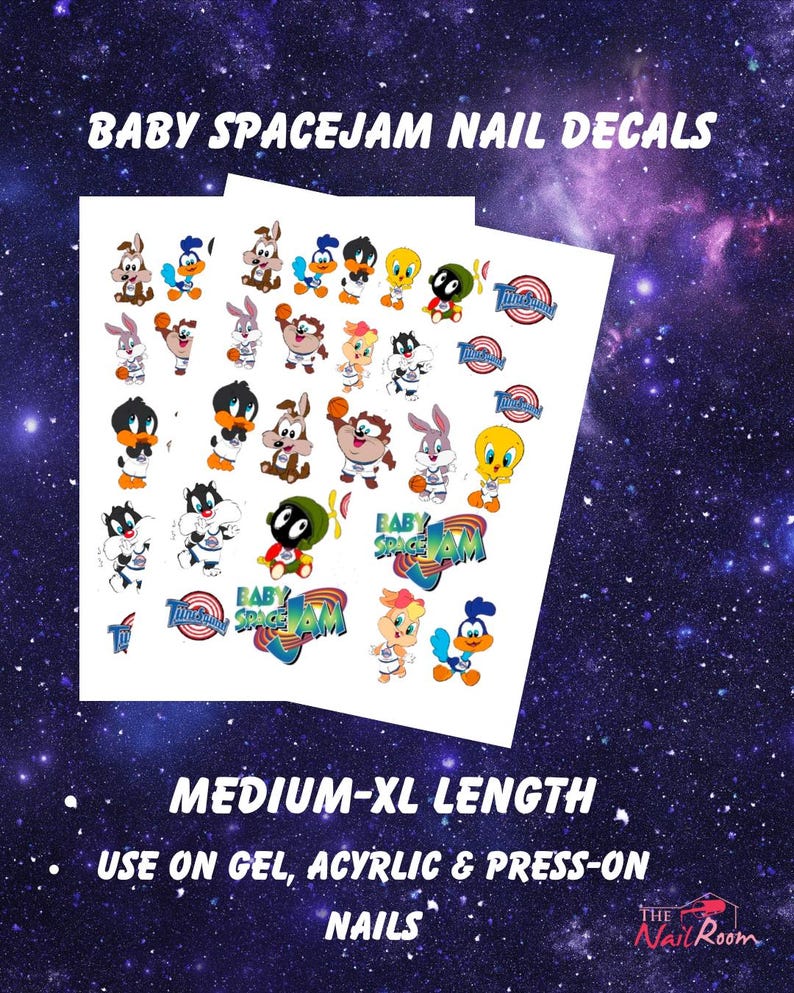 Space Jam Nail Decals, Baby Space Jam, Looney Tunes Nail Decals, Space ...