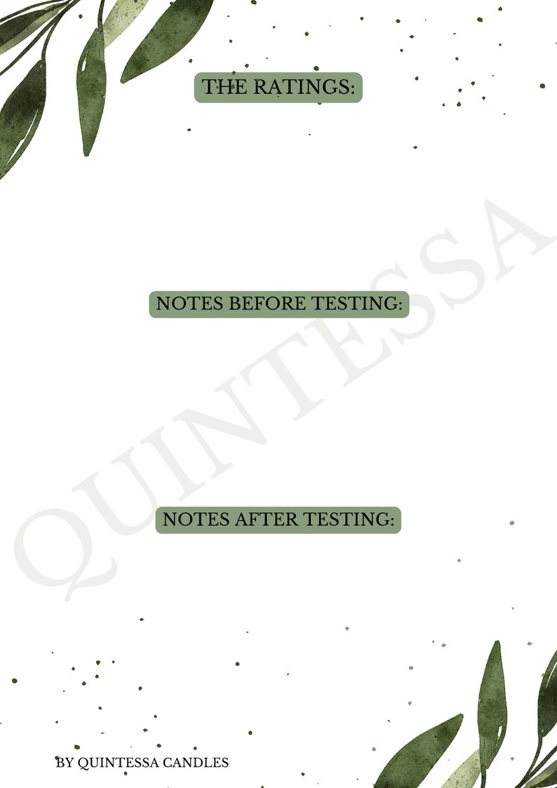 UPDATED Candle Testing Sheet, Printable Test Sheet, Candle Test ... UPDATED Candle Testing Sheet, Printable Test Sheet, Candle Test ...