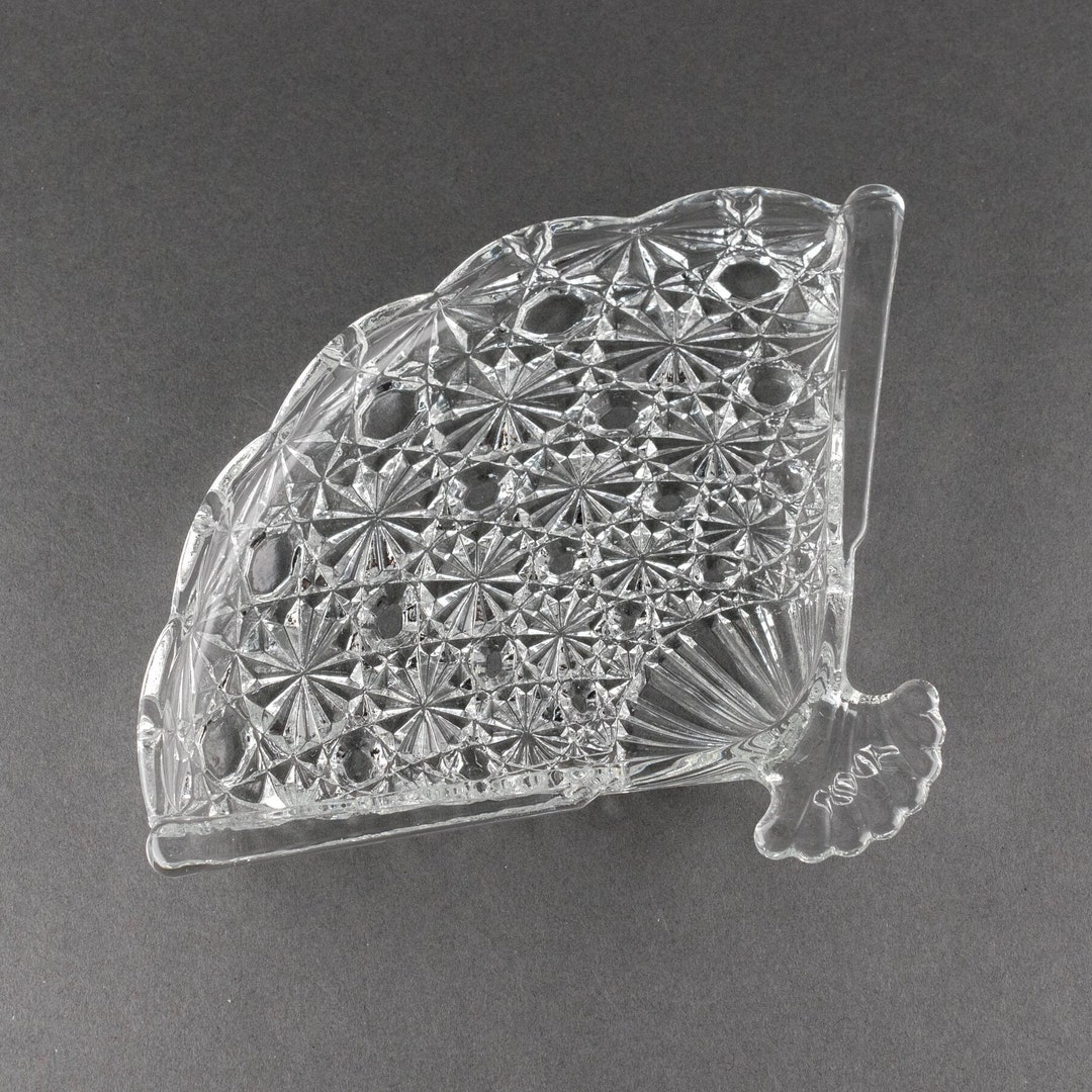 Vintage Clear Glass Avon Fan Snack Tray, Mid Century Vanity Tray, Fan ...