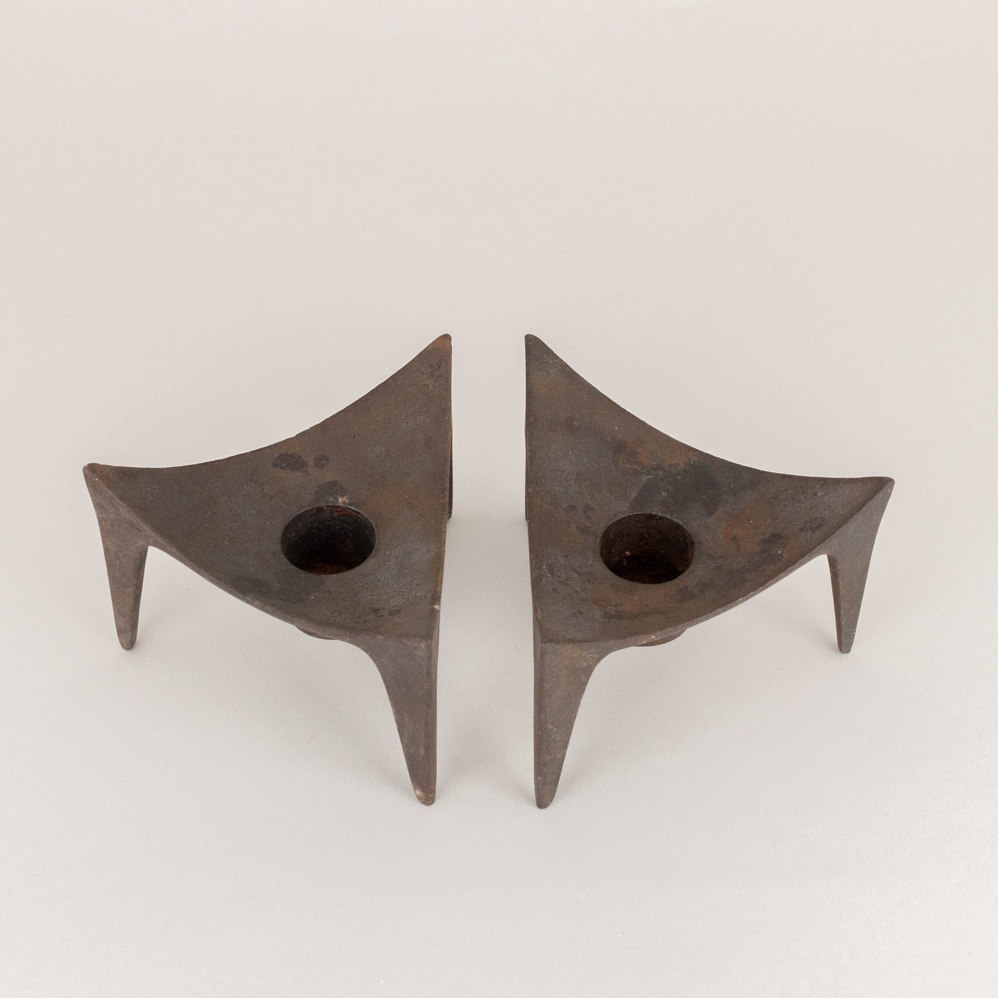 Pair of Vintage Dansk Cast Iron Tripod Candle Holders MCM Vintage Cast ...