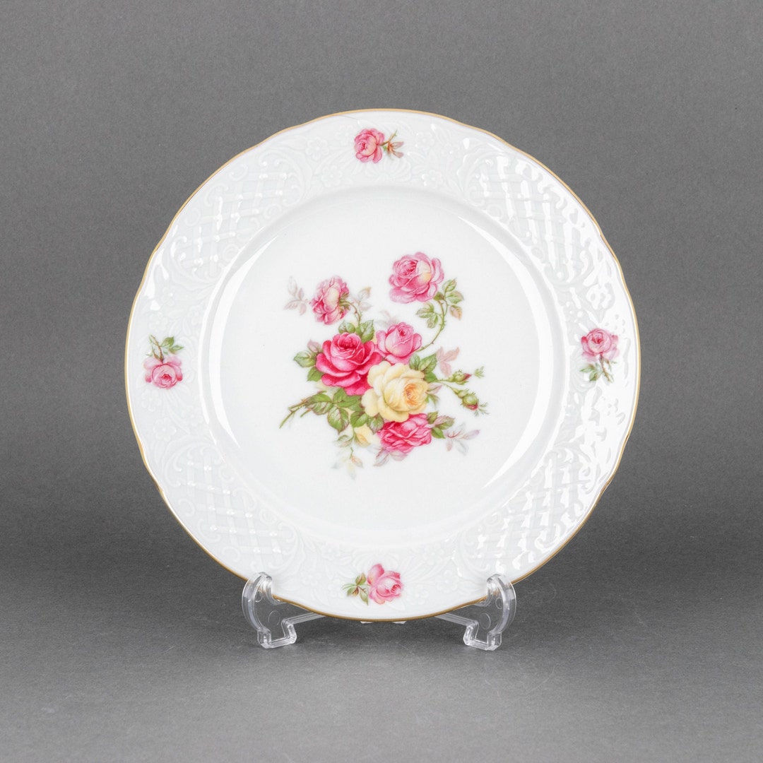 Schumann Arzberg Rose Pattern Dessert or Salad Plate With Embossed ...