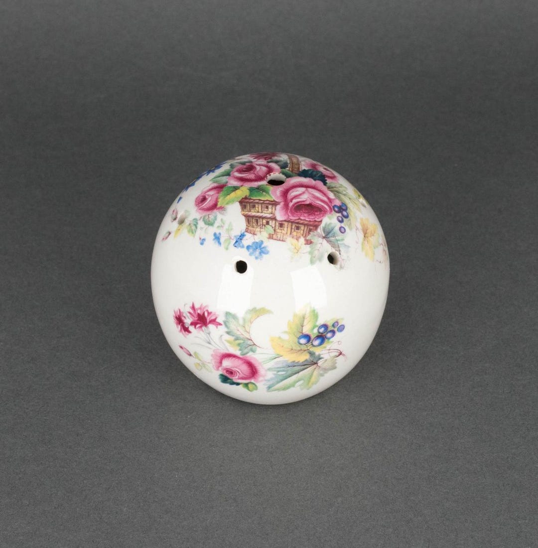 Porcelain Pomander Ball With Pink Roses, Vintage Fragrance Diffuser ...