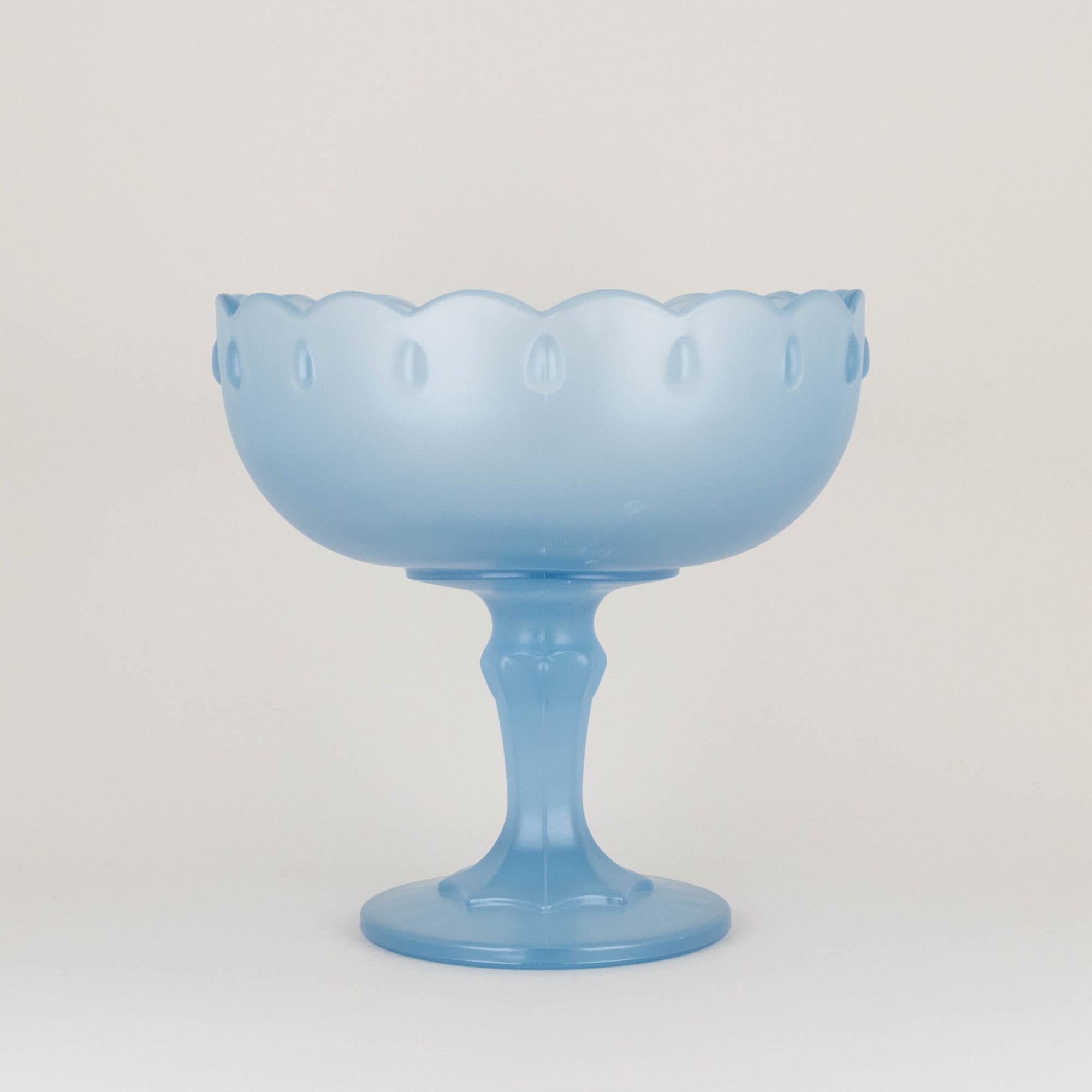 Indiana Blue Mist Frosted Satin Glass Footed Compote With Teardrop ...