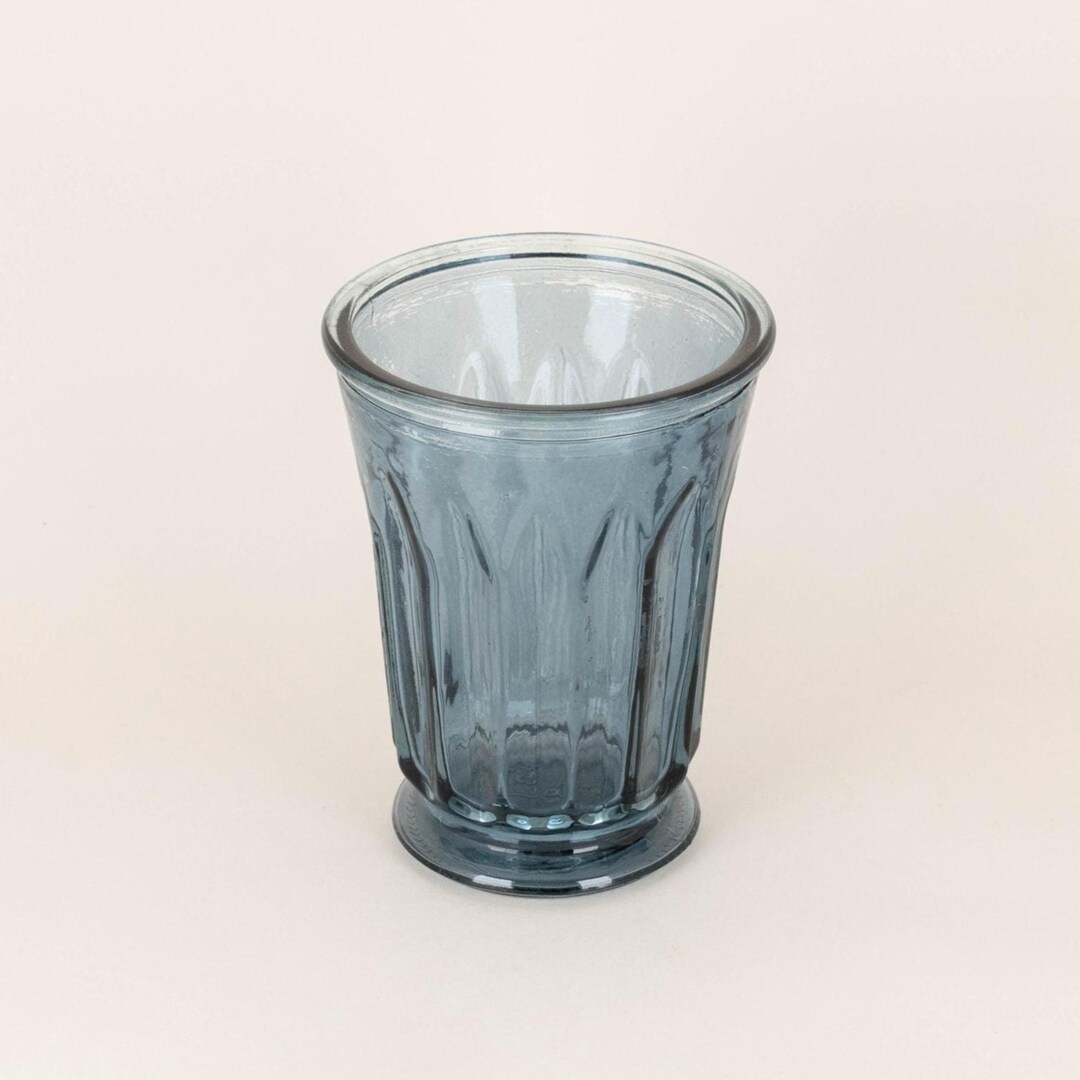 Vintage DSP Marcela Slate Blue Footed Glass Vase, Collectible Teleflora ...