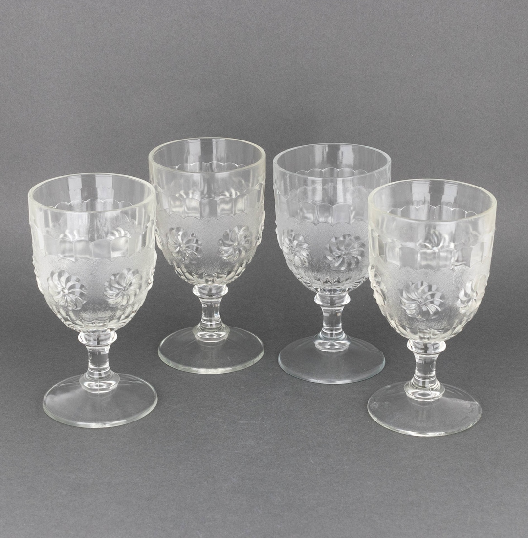 Set of 4 EAPG Roman Rosette Water Goblets by US Glass Company C1890s ...