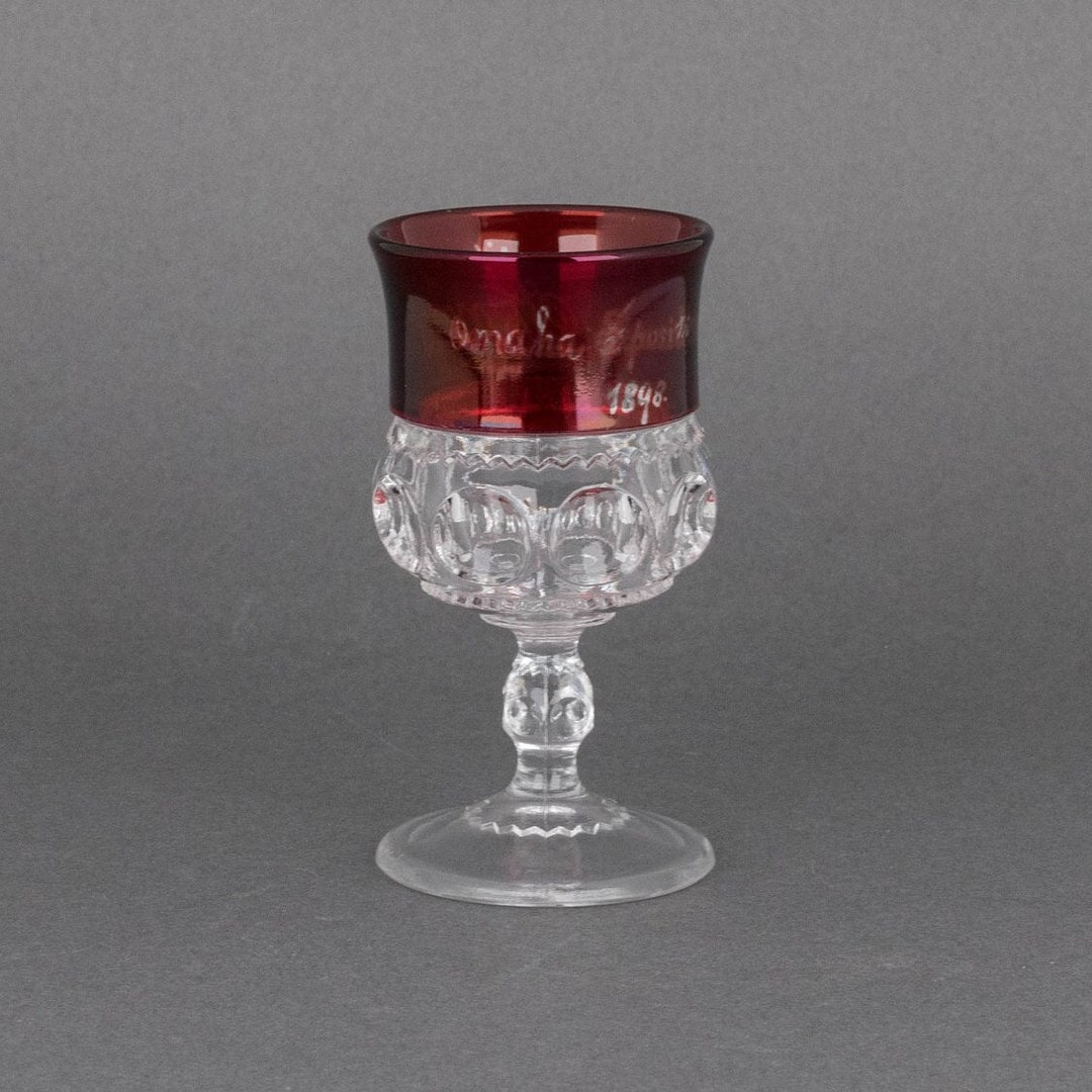 Antique Ruby Red Flash Kings Crown Souvenir Goblet From Omaha ...