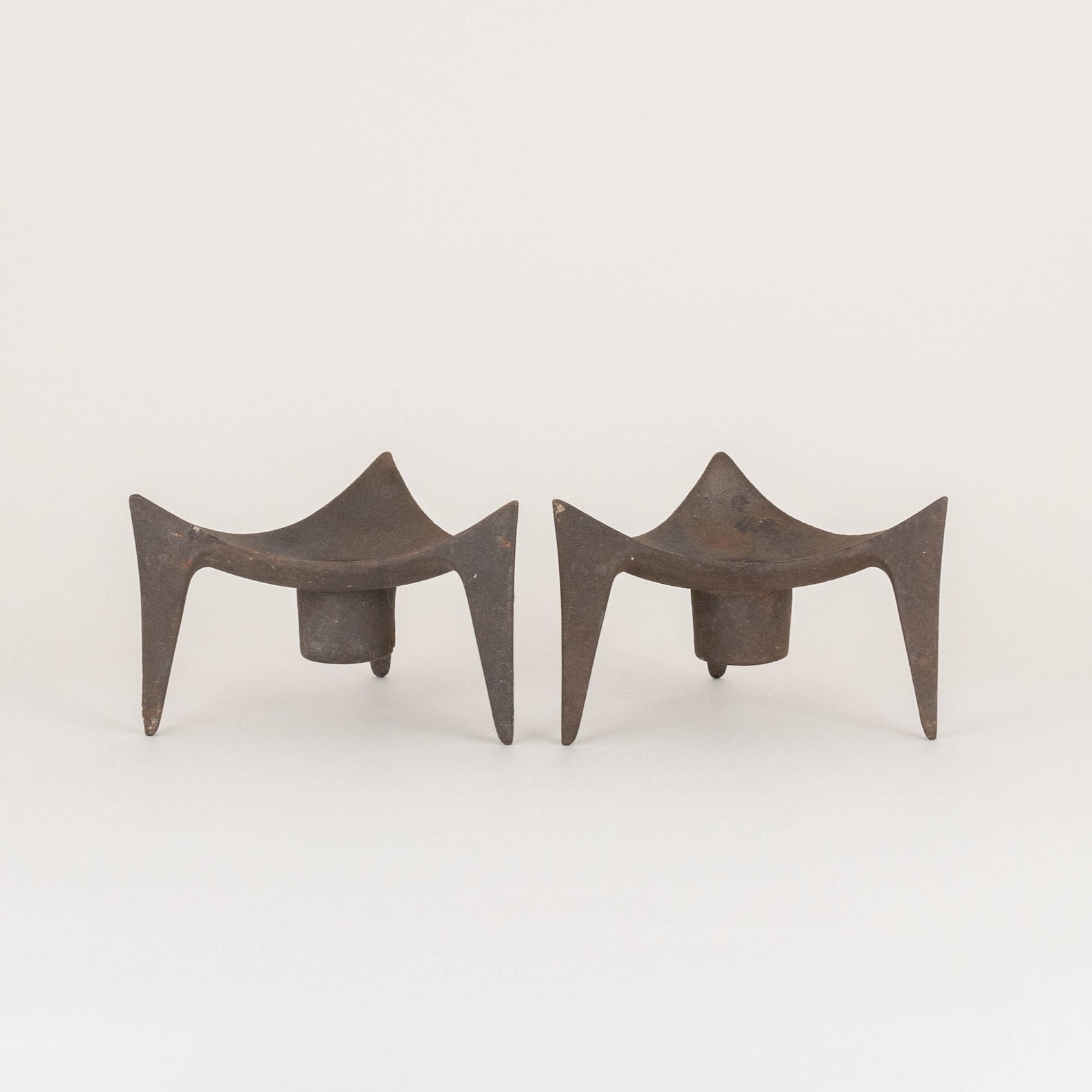 Pair of Vintage Dansk Cast Iron Tripod Candle Holders MCM Vintage Cast ...