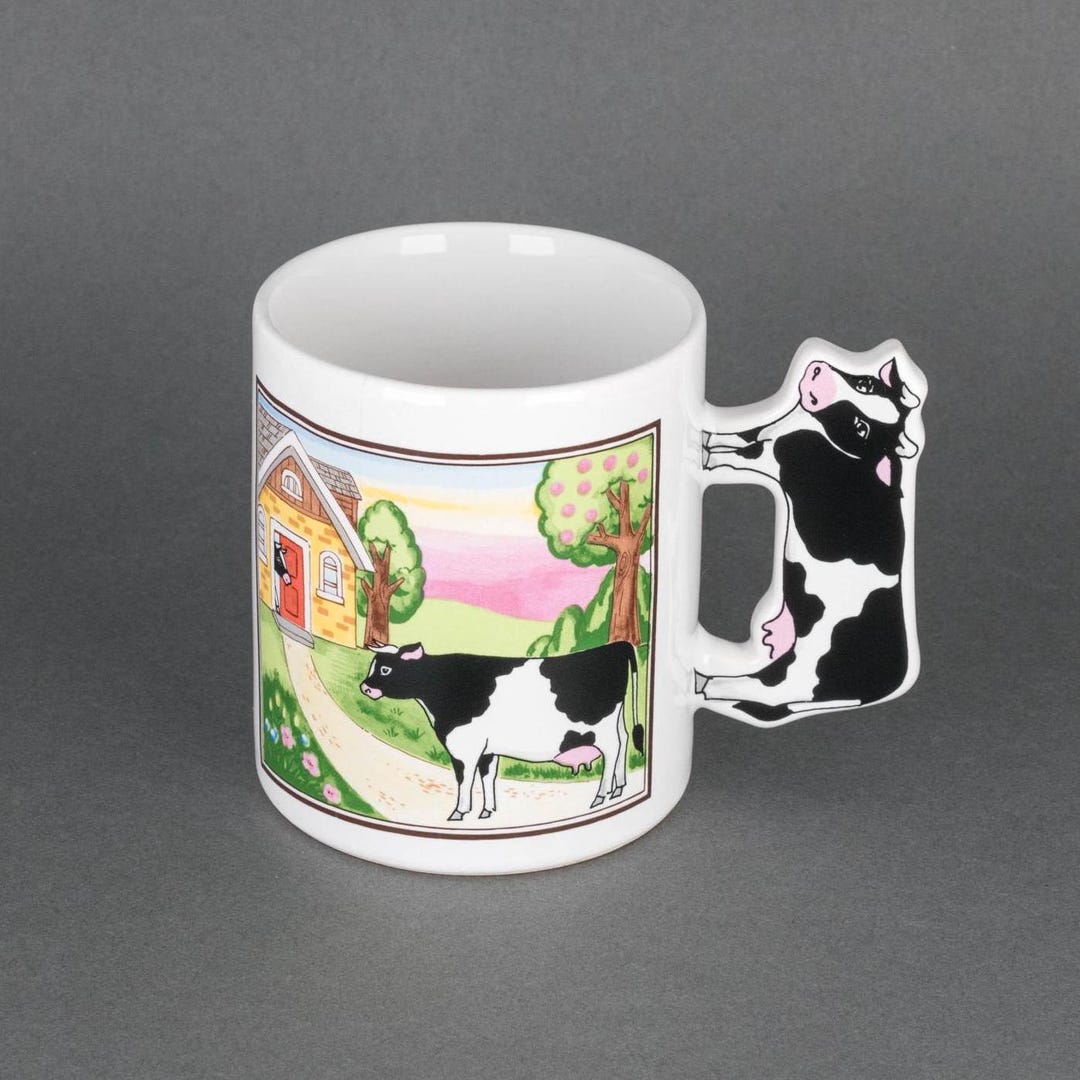 Vintage Japan Cow and Farm Ceramic Coffee Mug, Kitsch Farmhouse Decor ...