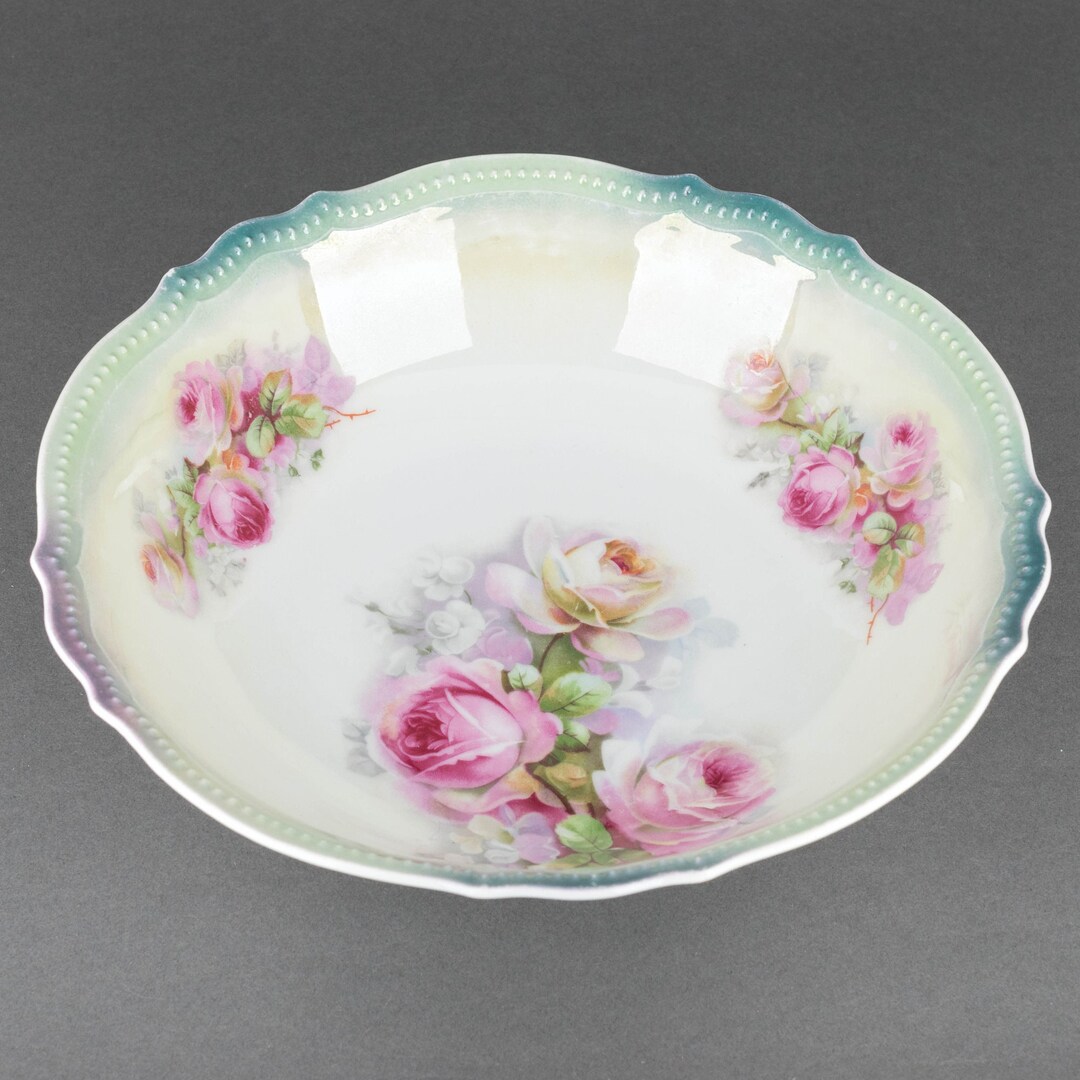 Antique German Lusterware Porcelain 9" Serving Bowl With Scalloped Edge ...