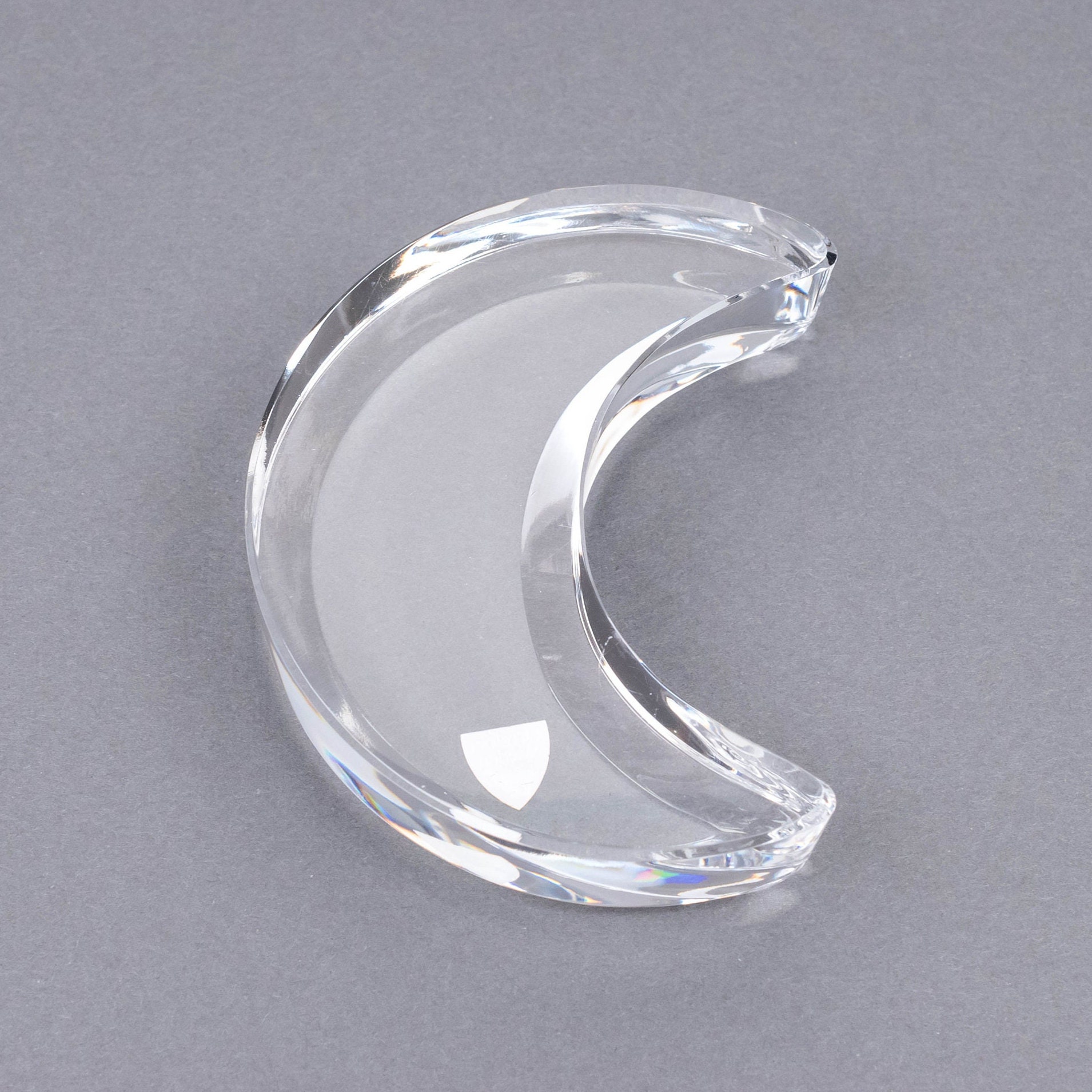 Crescent Moon Paperweight Vintage Orrefor Crystal Paper - Etsy