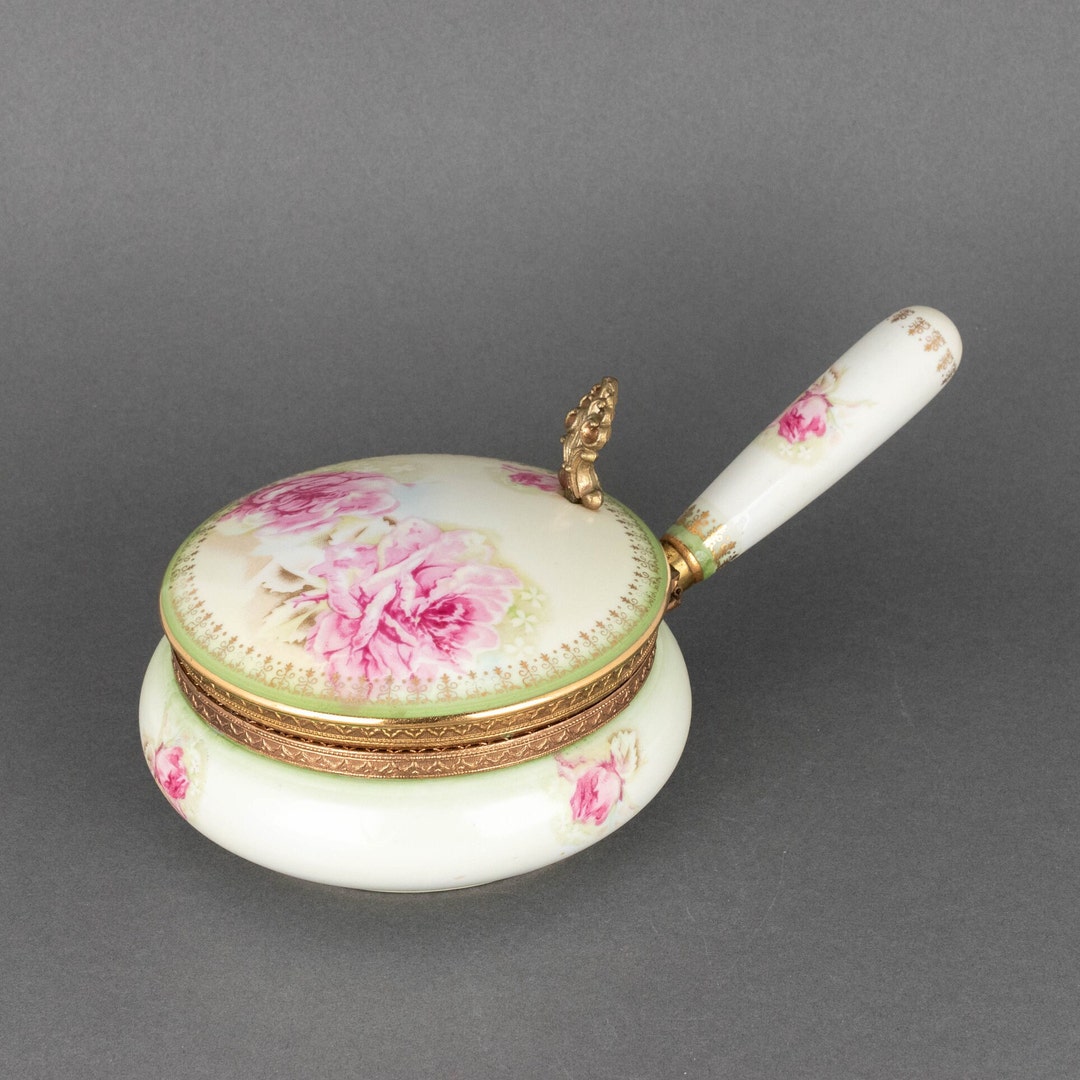 Vintage Porcelain Silent Butler With Pink Roses, Floral Crumb Catcher ...