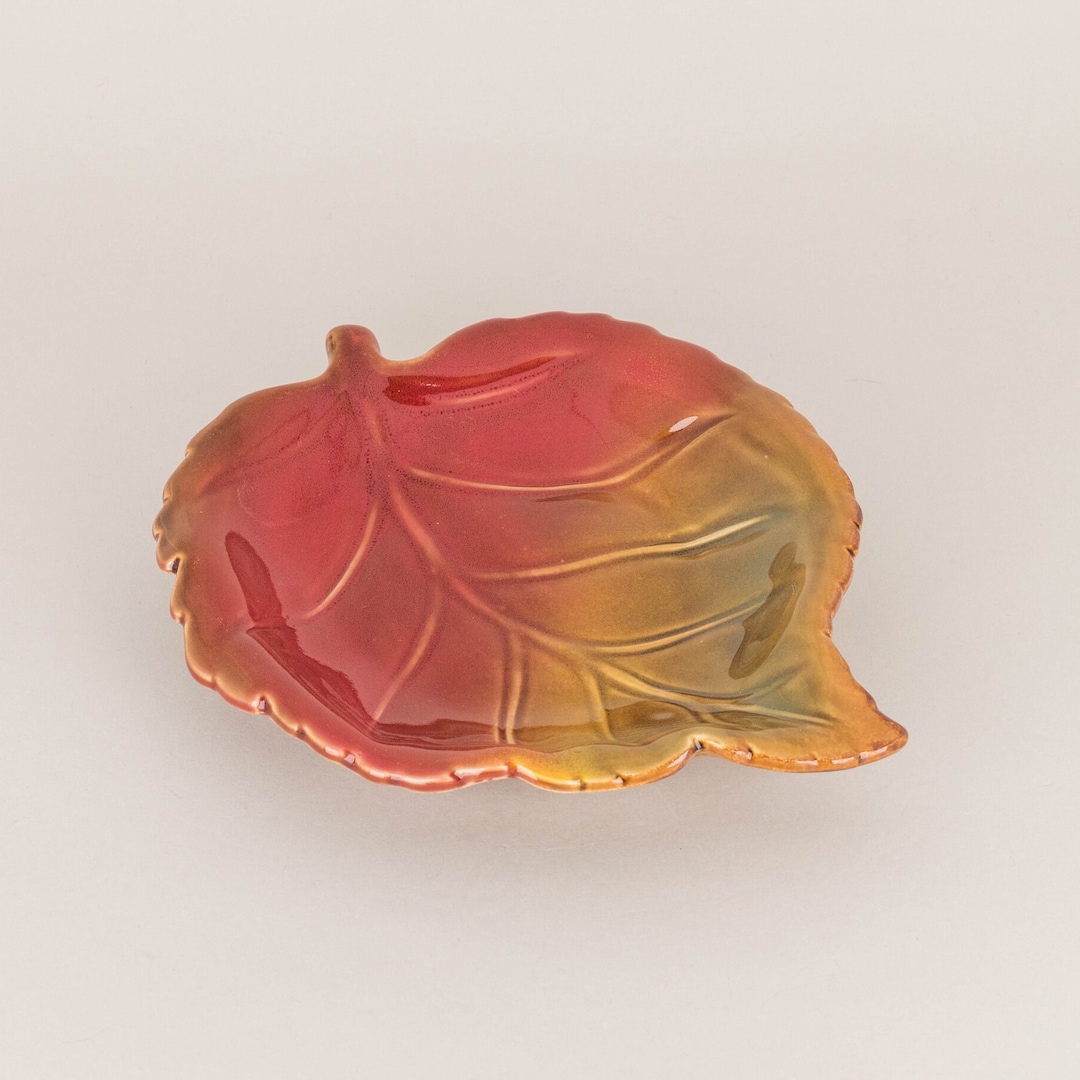 Vintage Ceramic Autumn Leaf Nut Candy Dish, Thanksgiving Fall Home ...