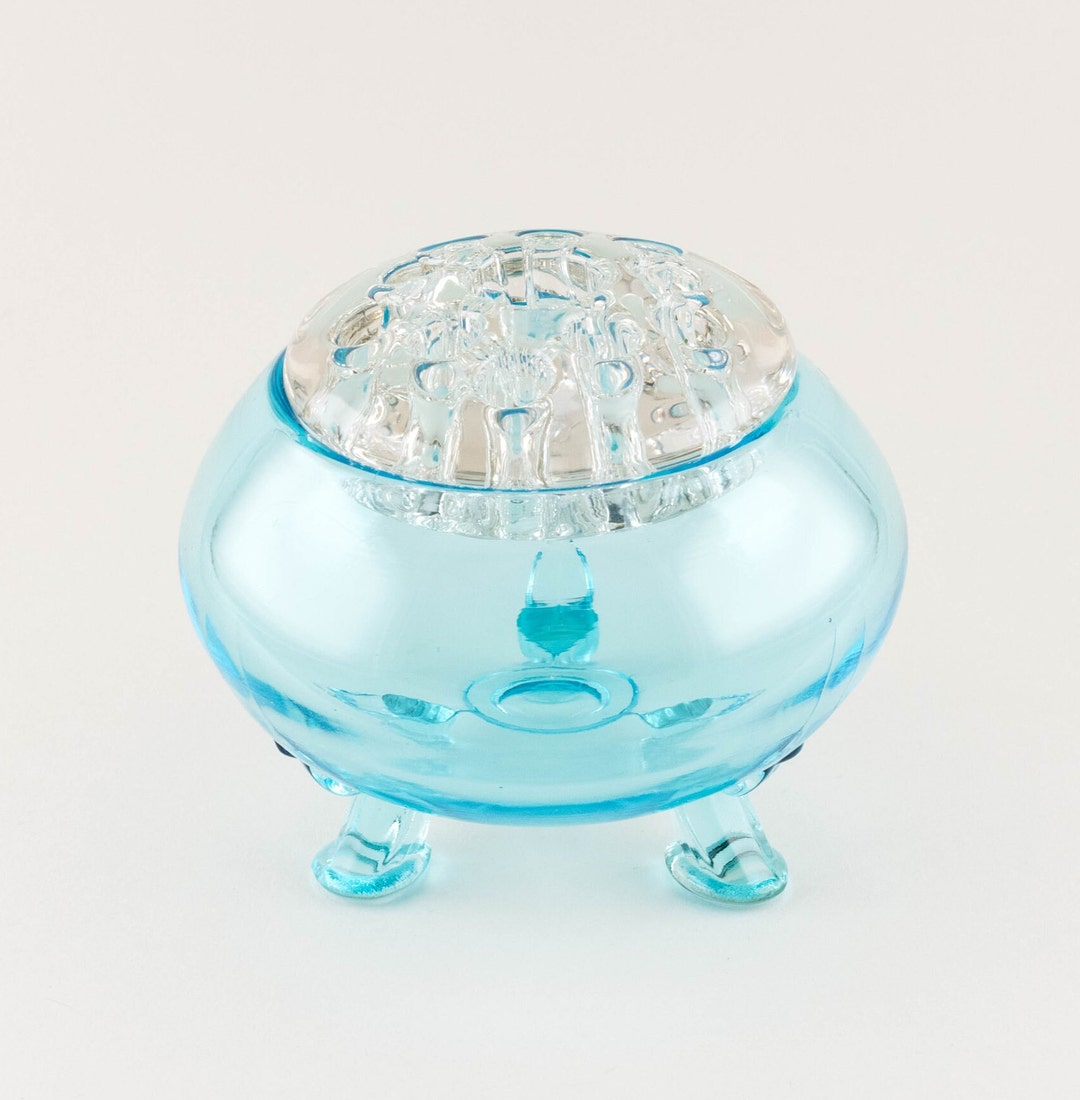 Vintage 4.5" Colonial Blue Viking Flowerlite Vase & Flower Block ...