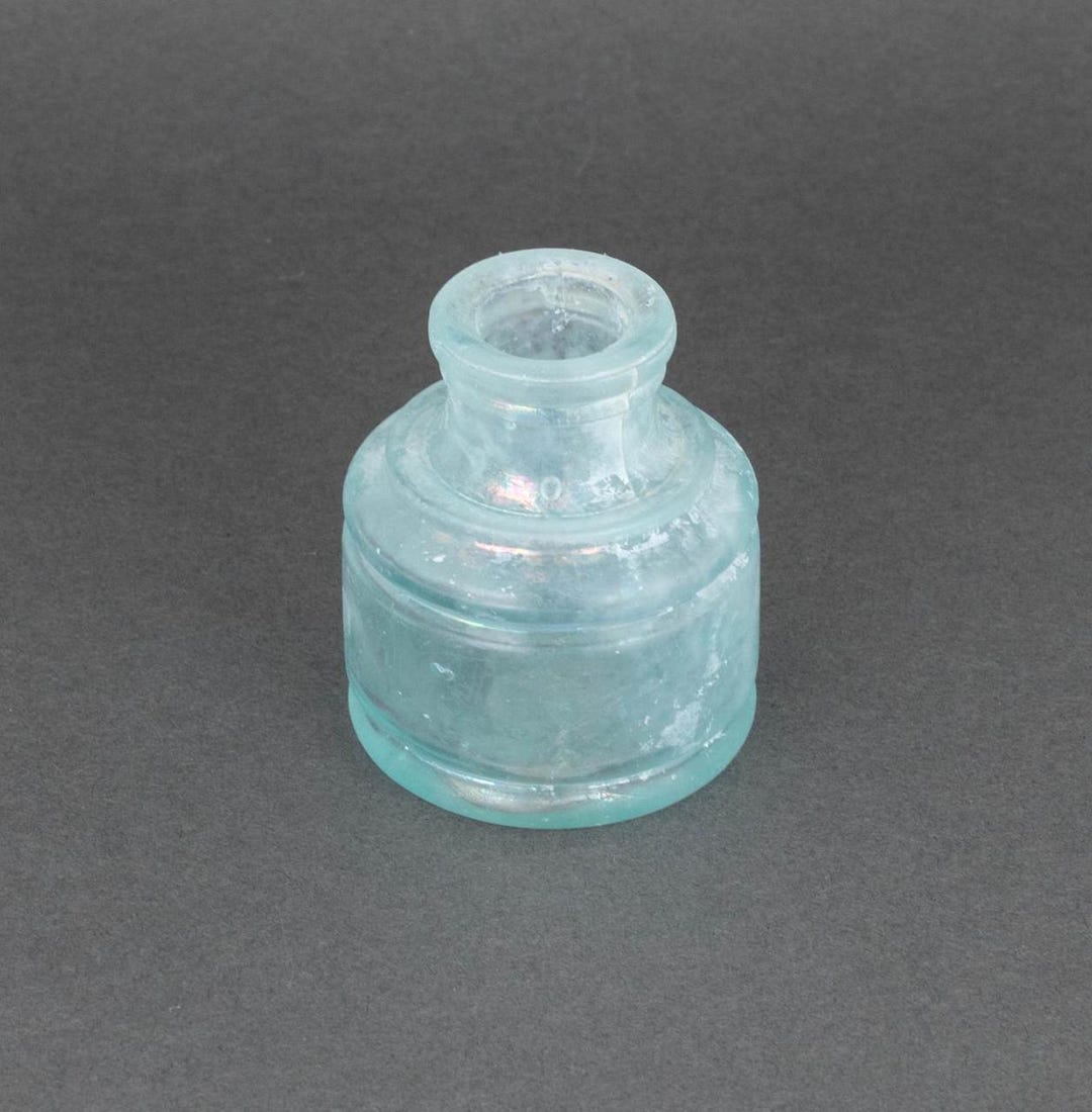 Antique Sanford's Aqua Blue Glass Ink Bottle #39, Collectible Writing ...
