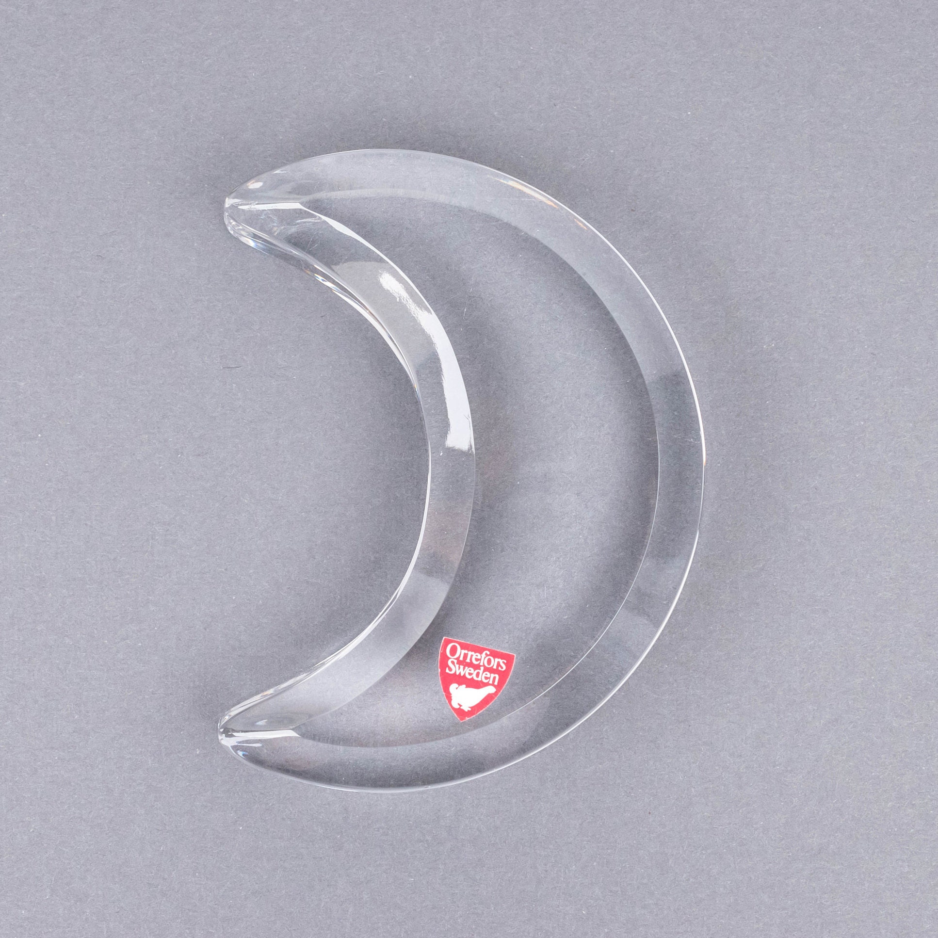 Crescent Moon Paperweight Vintage Orrefor Crystal Paper - Etsy
