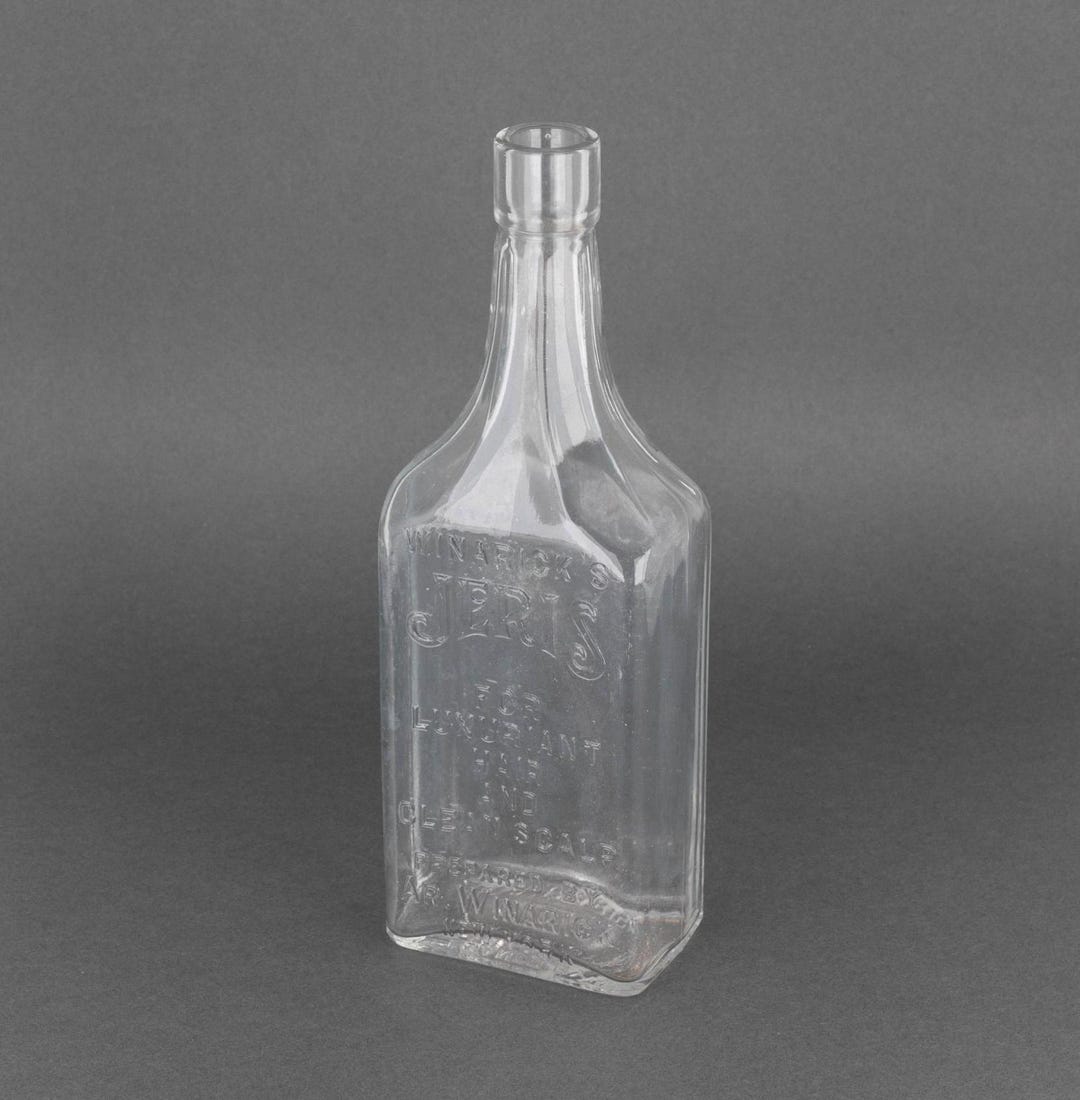 Antique Jeris Glass Hair Tonic Bottle, Embossed 1920s Barber Bottle ...