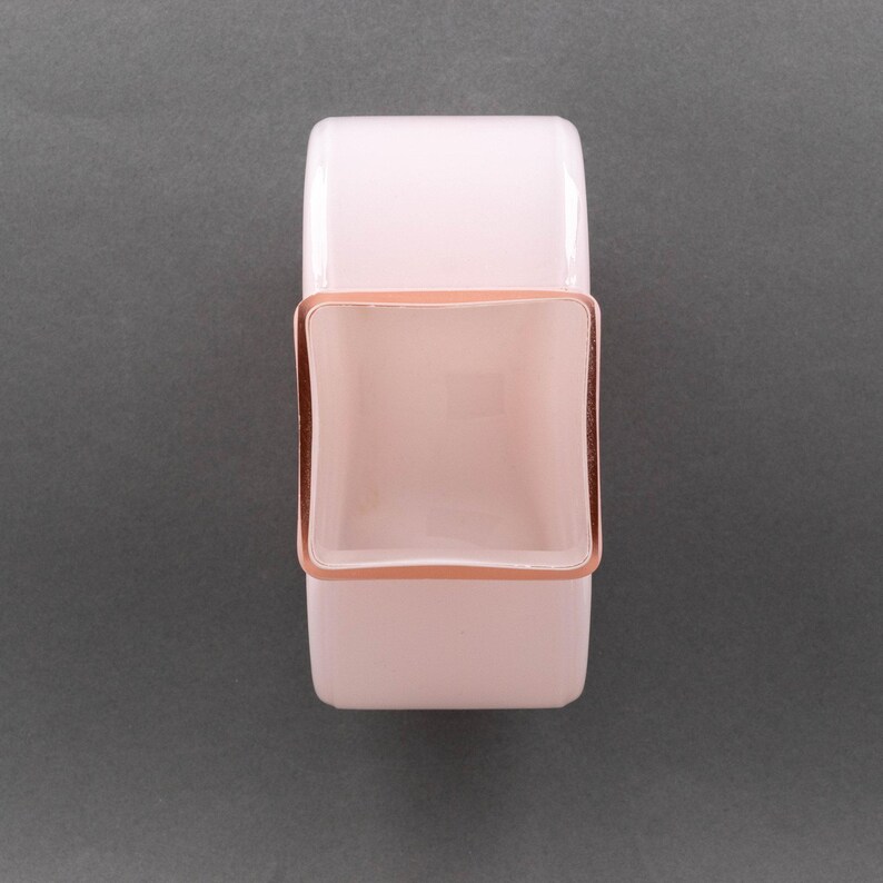 Vintage Pale Pink Cased Glass Vase With Square Opening and Round Base ...