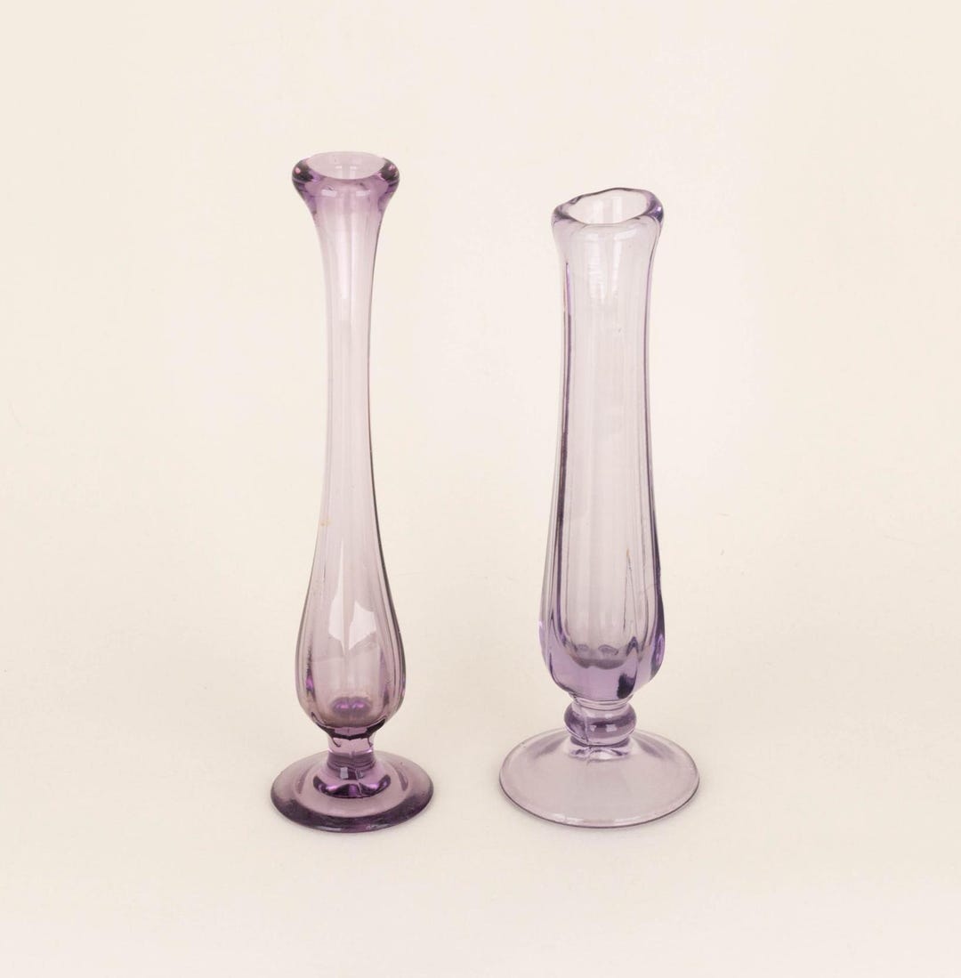 Antique Sun Purple Blown Glass Bud Vase, Amethyst Depression Glass ...