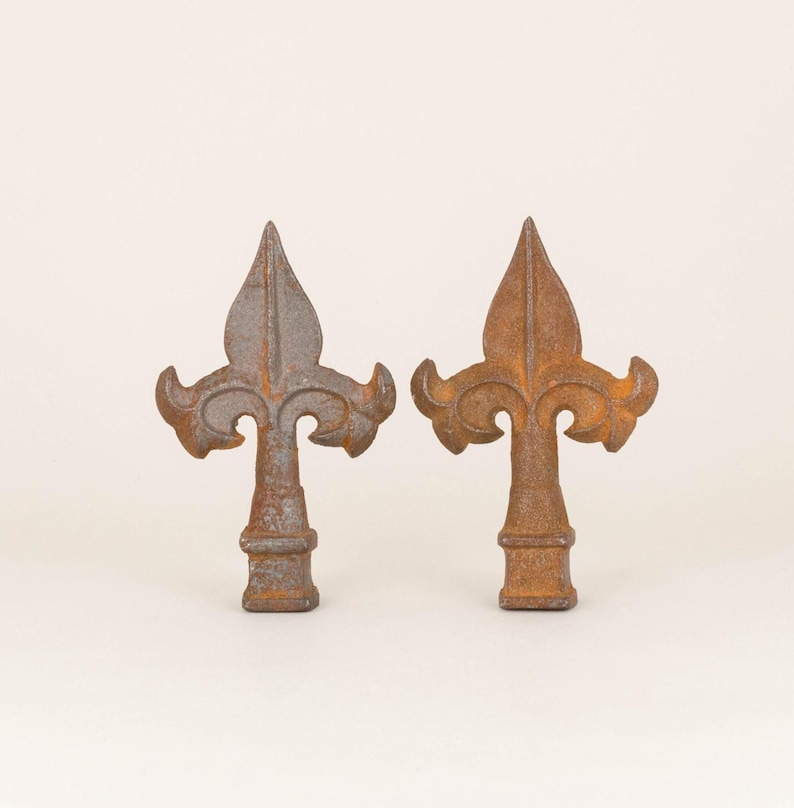 Vintage Cast Iron Fleur De Lis Finials, Decorative Fence Post Hardware ...