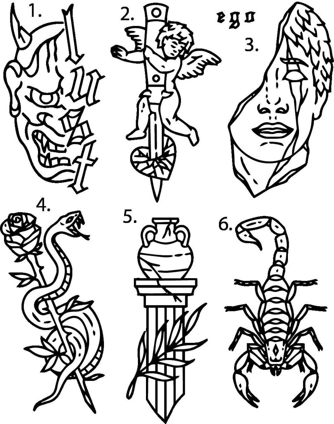 Pre-made Ready to Use Flash Tattoo Stencils Set of 4 - Etsy