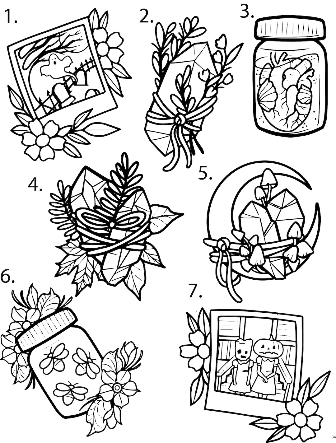 Pre-made Ready to Use Witch Flash Tattoo Stencils Set of 4 - Etsy