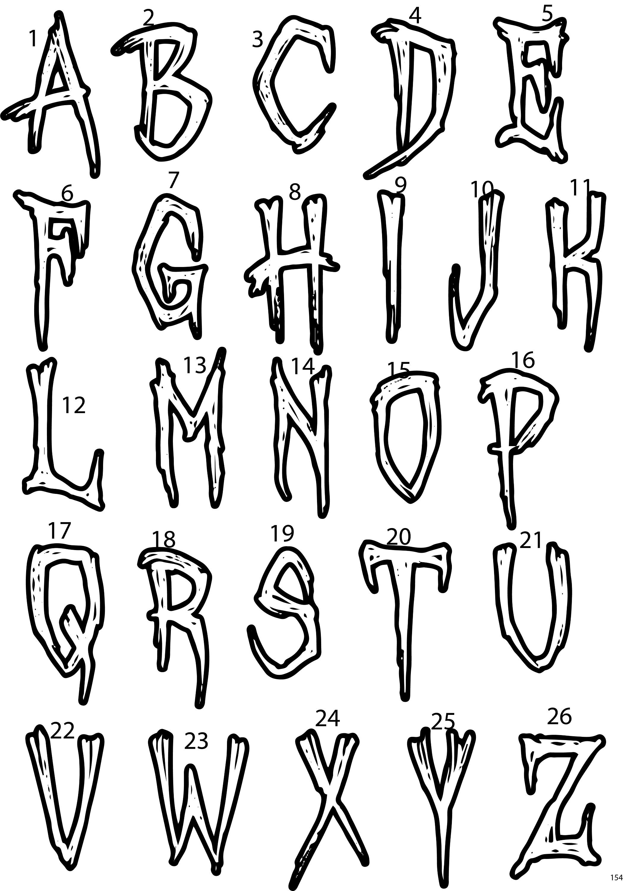 Pre-made Ready to Use Alphabet Flash Tattoo Stencils Set of 4 - Etsy