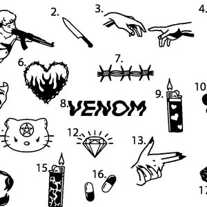 Pre-made Ready to Use Flash Tattoo Stencils Set of 4 - Etsy