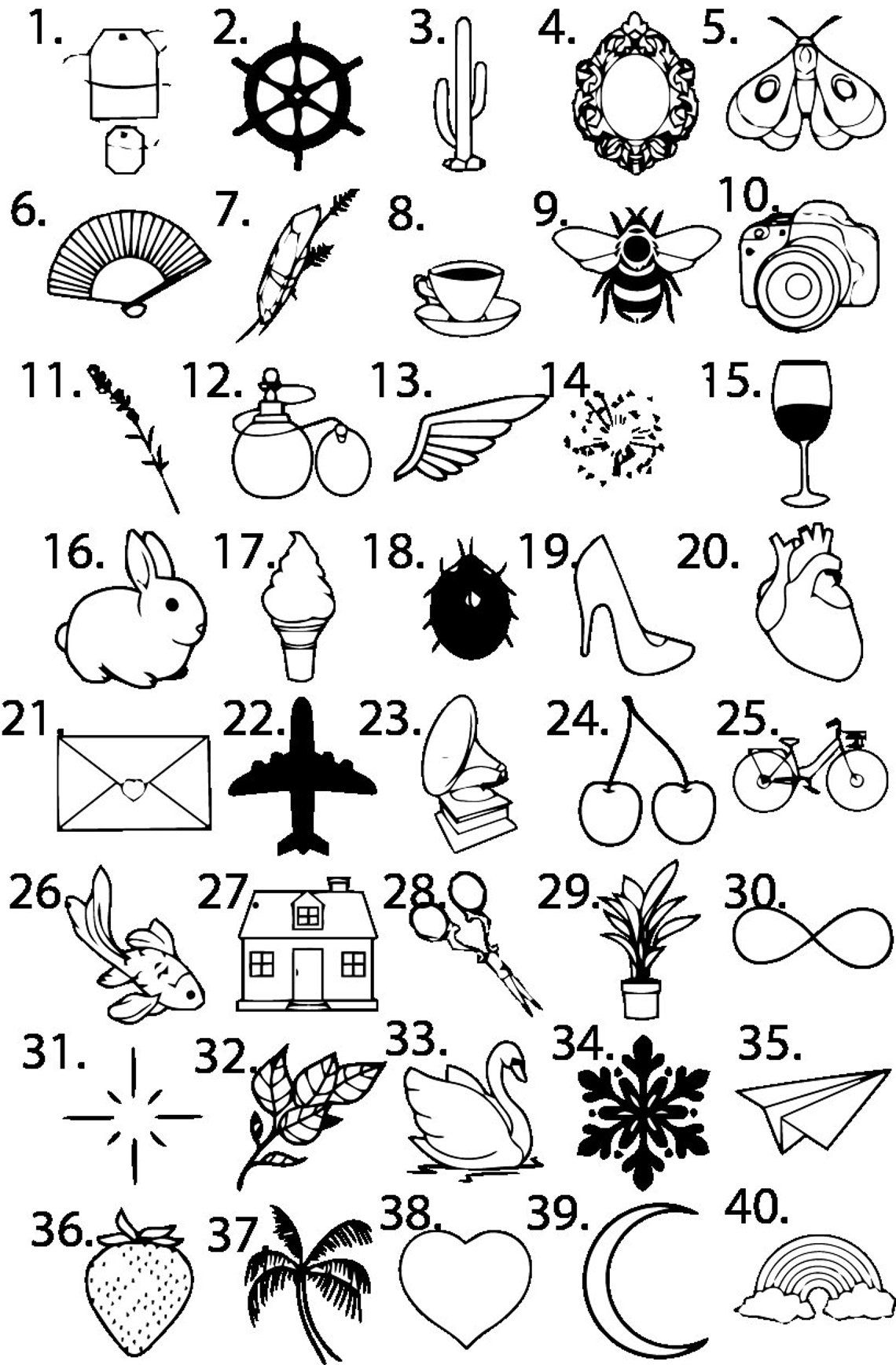 Pre-made Ready to Use Playful Flash Tattoo Stencils Set of 4 - Etsy