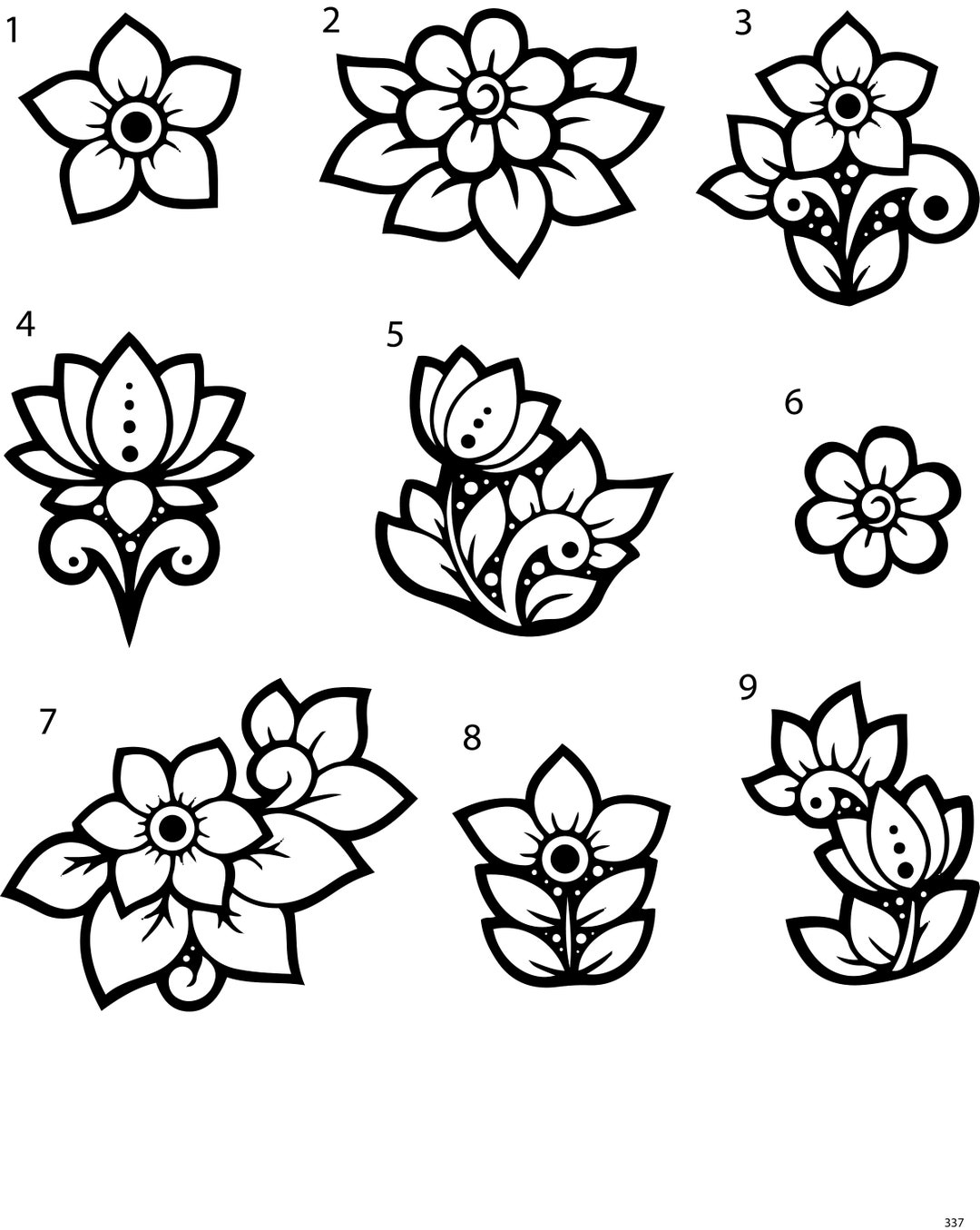 Pre-cut Ready to Use Hand Poke Flower Tattoo Stencils Set of 4 - Etsy