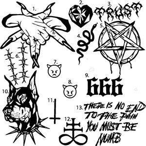 Pre-made Ready to Use Satantic Devil Flash Tattoo Stencils Set of 4 - Etsy