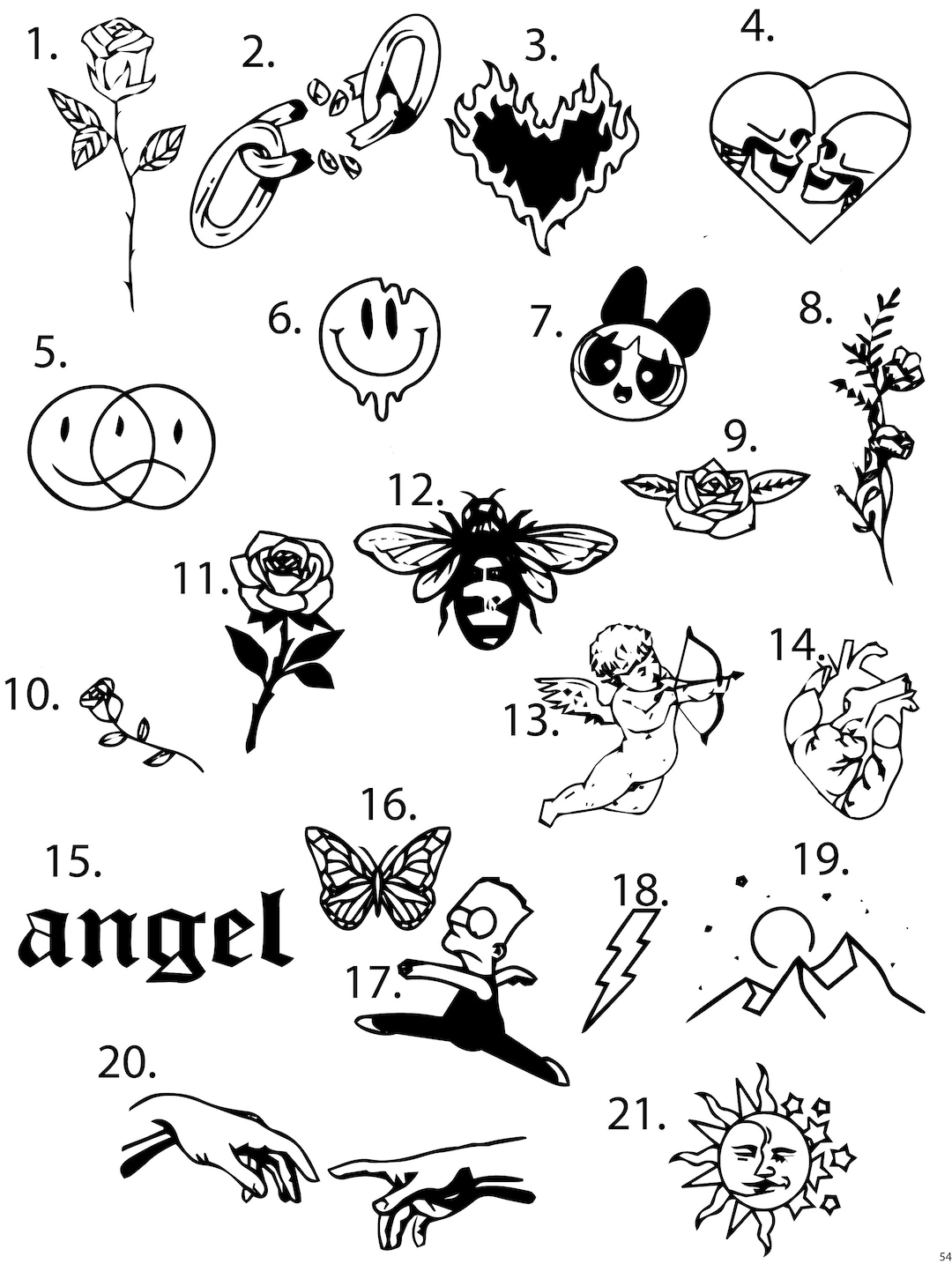 Pre-made Ready to Use Girly Flash Tattoo Stencils Set of 4 - Etsy