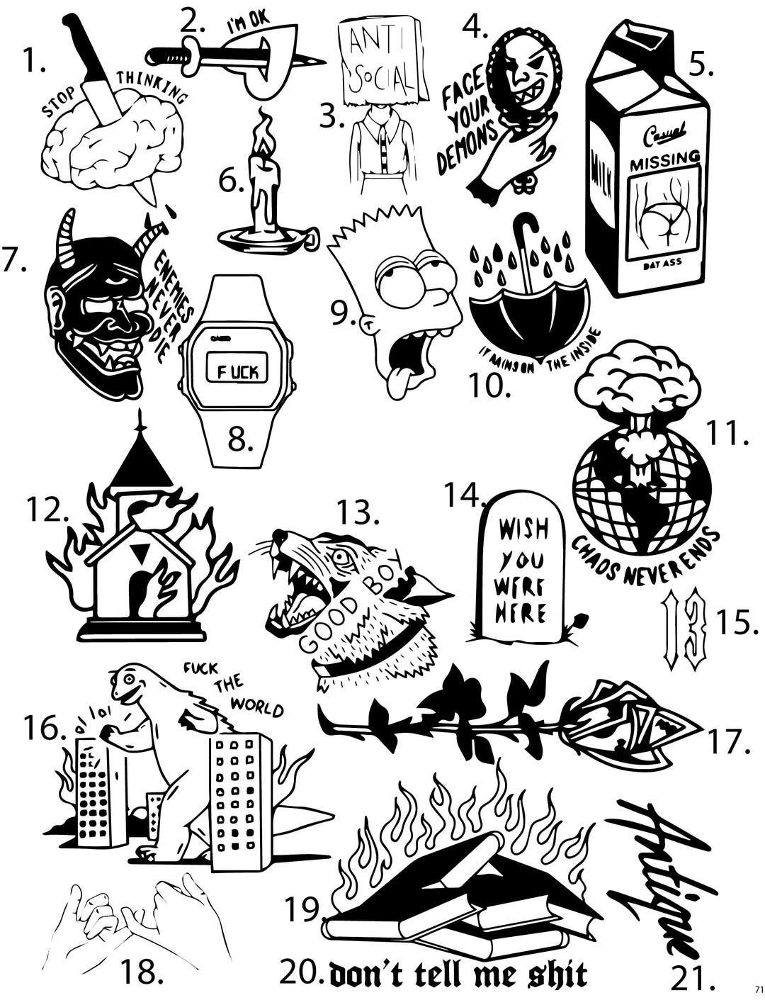 Pre-made Ready to Use Flash Tattoo Stencils Set of 4 - Etsy