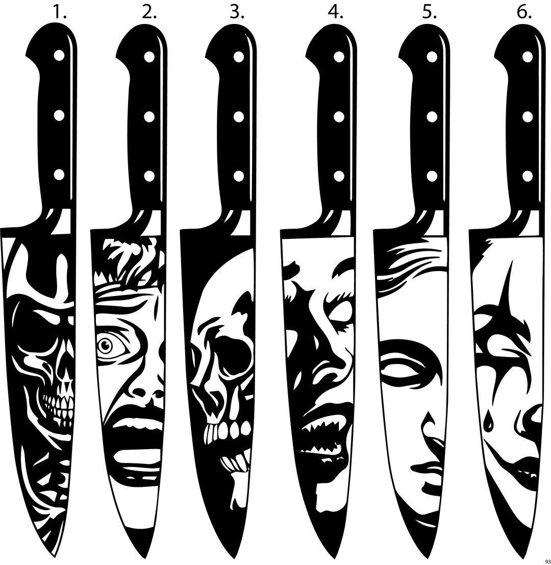 Pre-made Ready to Use Horror Spooky Scary Knife Flash Tattoo Stencils ...