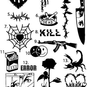 Pre-made Ready to Use Flash Tattoo Stencils Set of 4 - Etsy